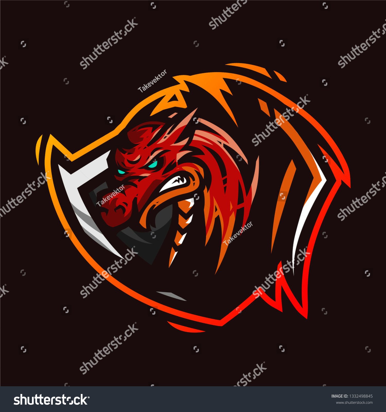 Dragon Fire Mascot Logo Gaming Vector Stock Vector (Royalty Free ...