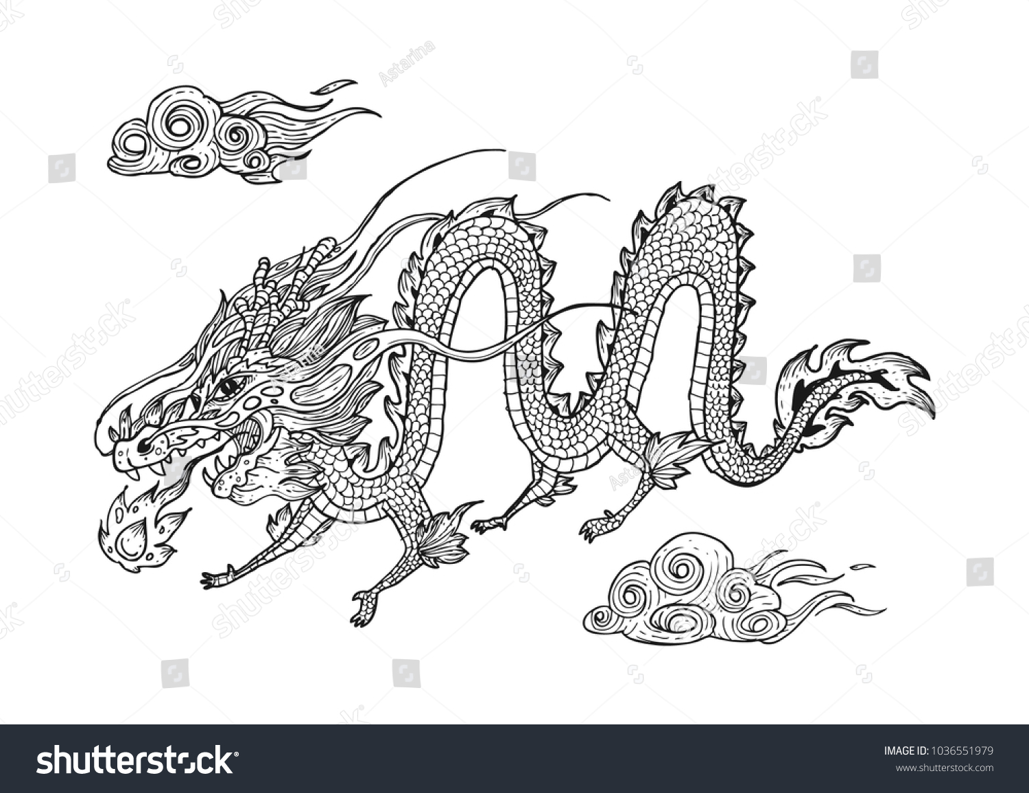 Dragon Hand Drawing: vector de stock (libre de regalías) 1036551979 ...