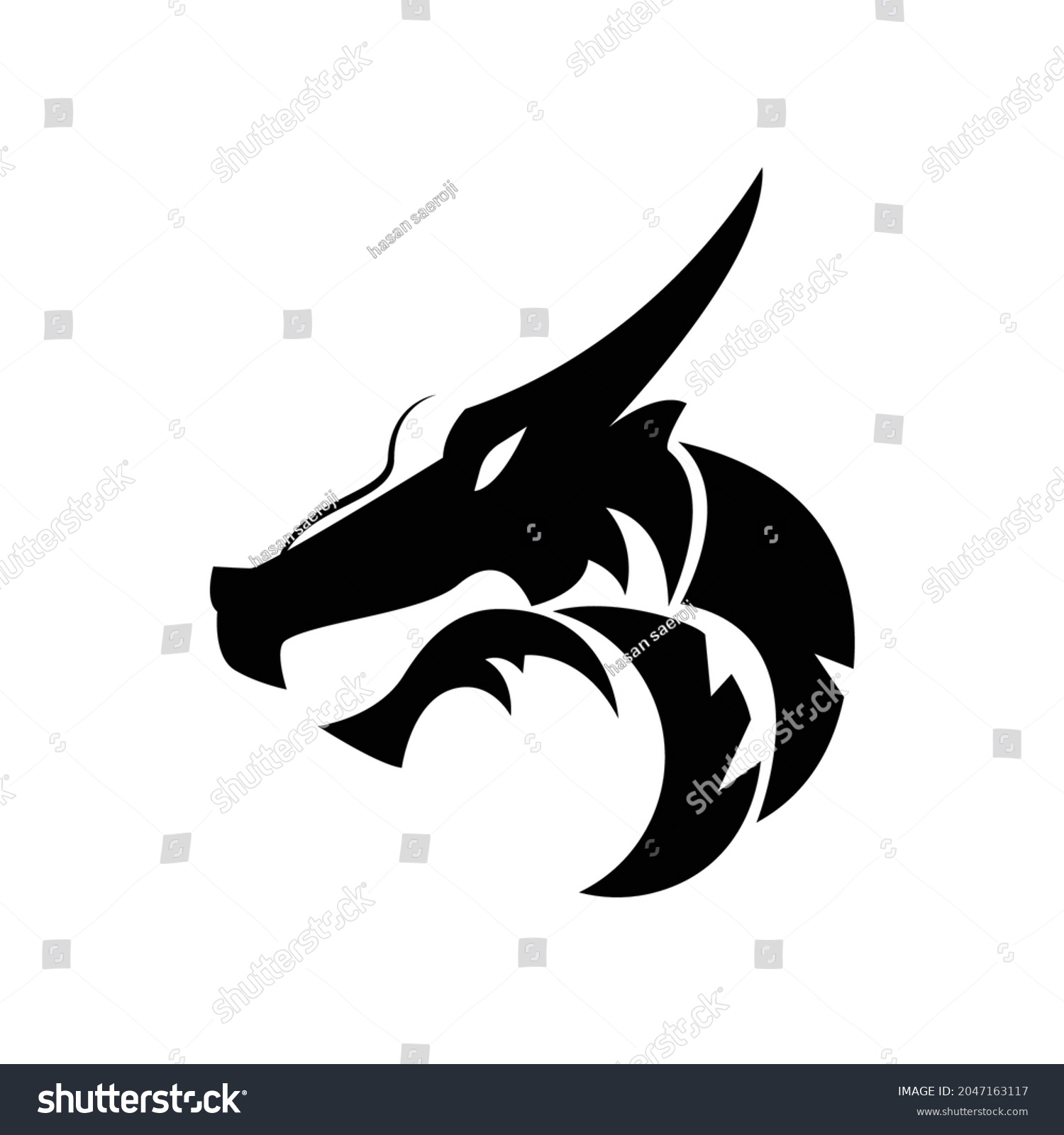 Dragon Head Drawing Vector Illustration Stock Vector (Royalty Free ...