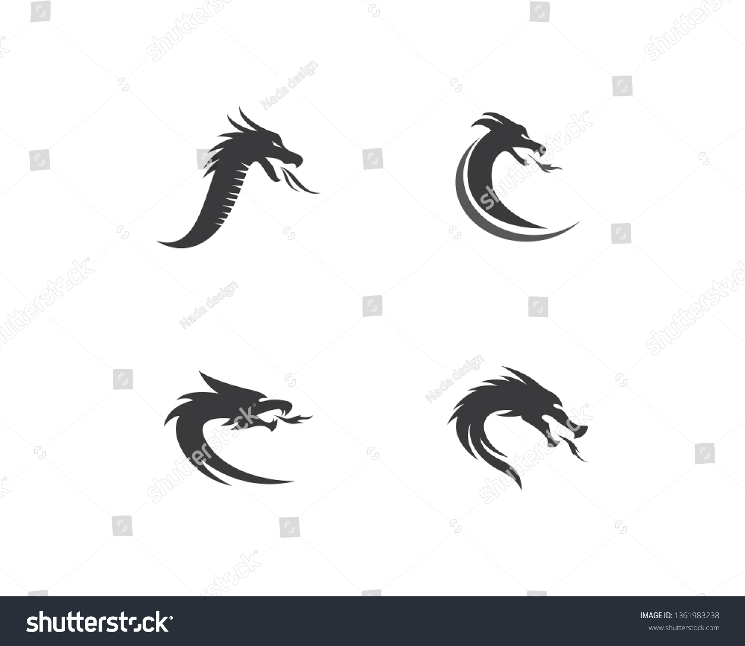Dragon Head Logo Vector Icon Stock Vector (Royalty Free) 1361983238
