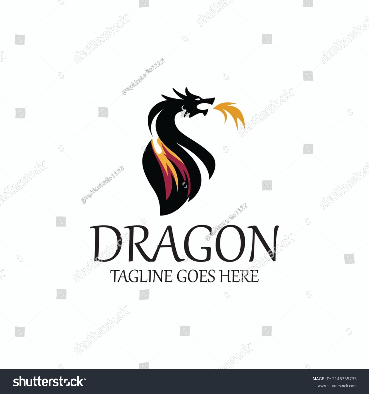Dragon Logo Design Template Vector Illustration Stock Vector (Royalty ...