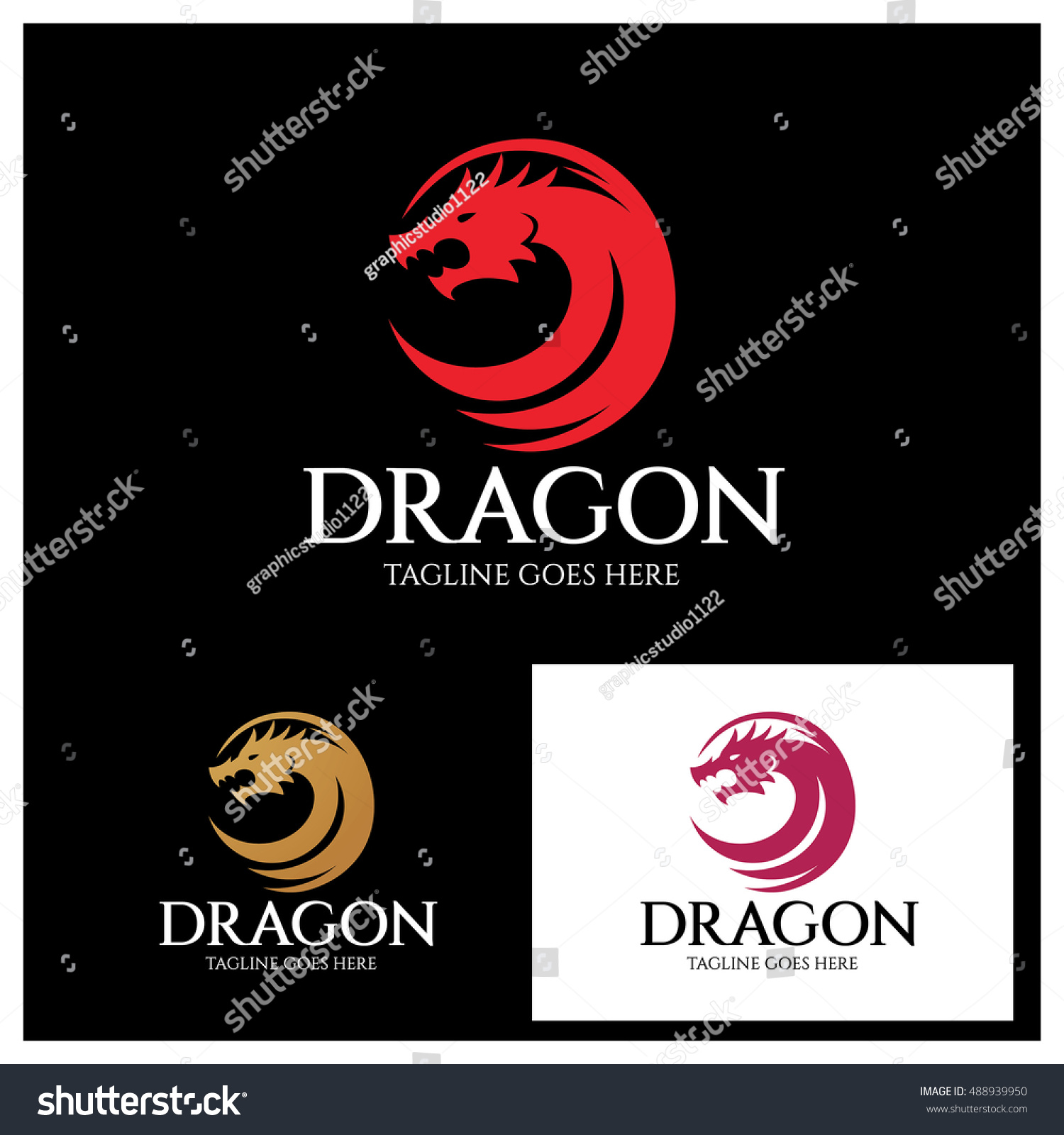 Dragon Logo Design Template Vector Illustration: เวกเตอร์สต็อก (ปลอดค่า ...