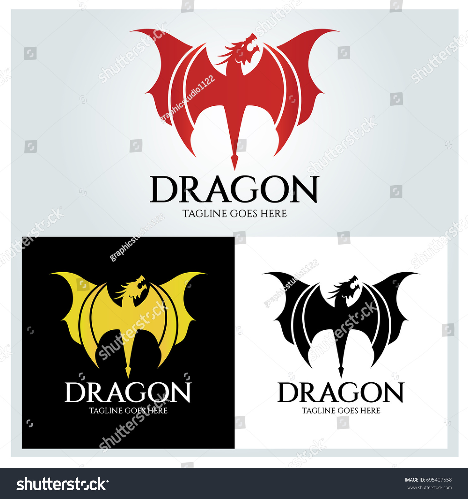 Dragon Logo Design Template Vector Illustration 库存矢量图（免版税）695407558 ...