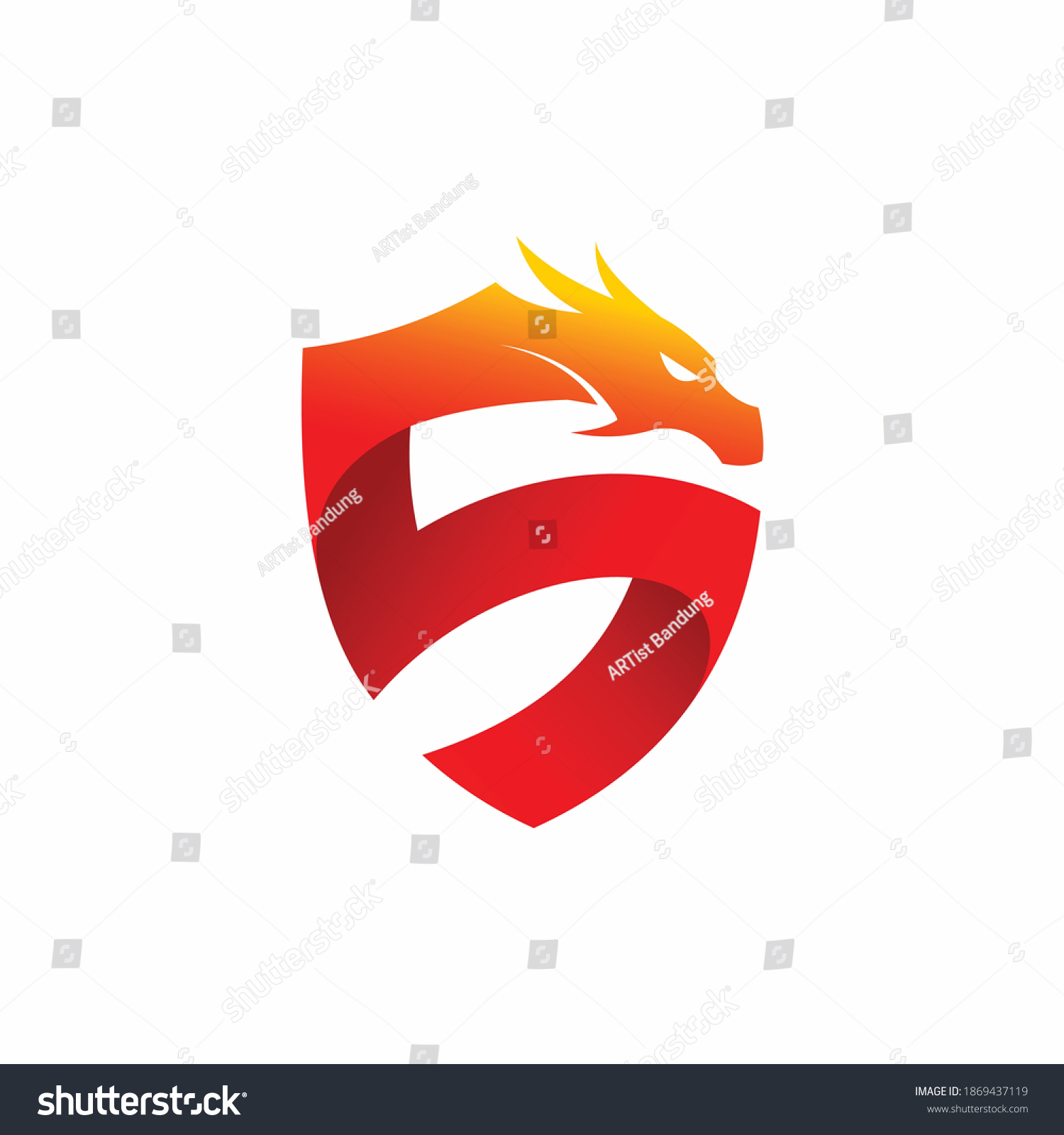 Dragon Logo Shield Concept Stock Vector (Royalty Free) 1869437119 ...