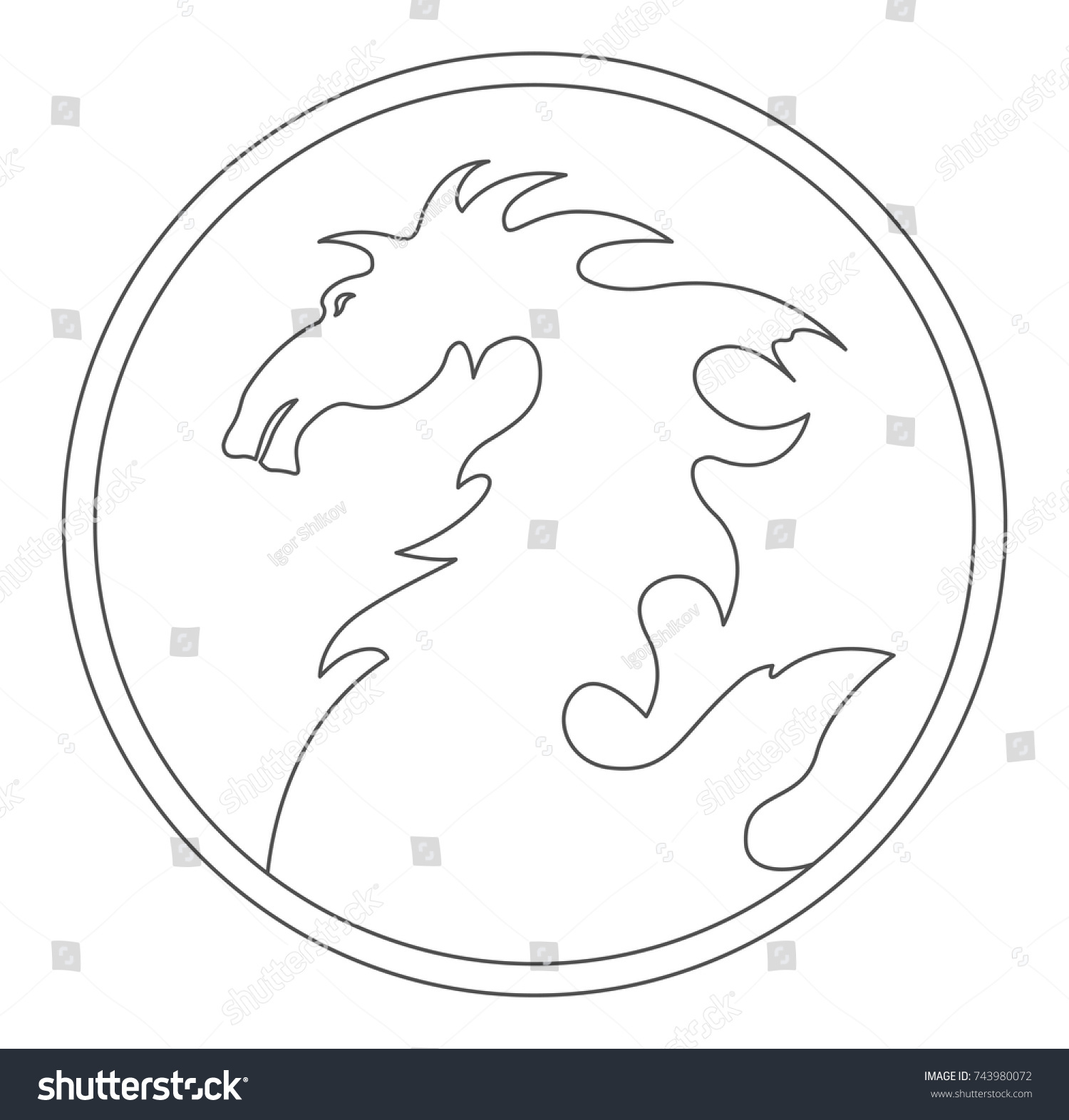 Dragon Outline Icon Stock Vector (Royalty Free) 743980072 | Shutterstock