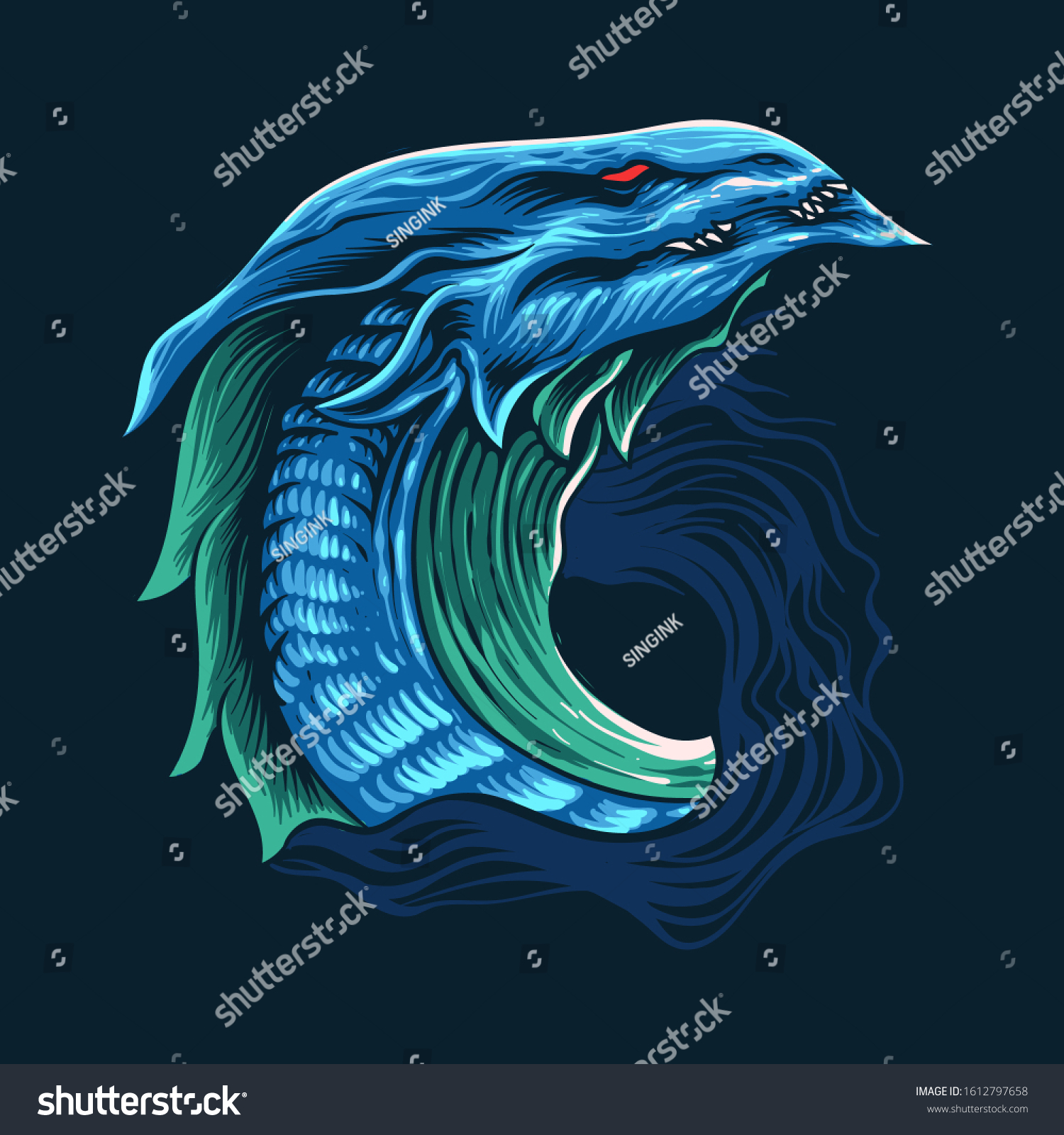 Dragon Sea Head Vector Illustration Stock Vector (Royalty Free ...