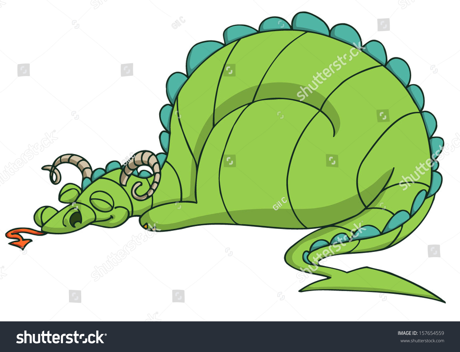 Dragon Sleeping Cartoon Vector Illustration 스톡 벡터(로열티 프리) 157654559 ...