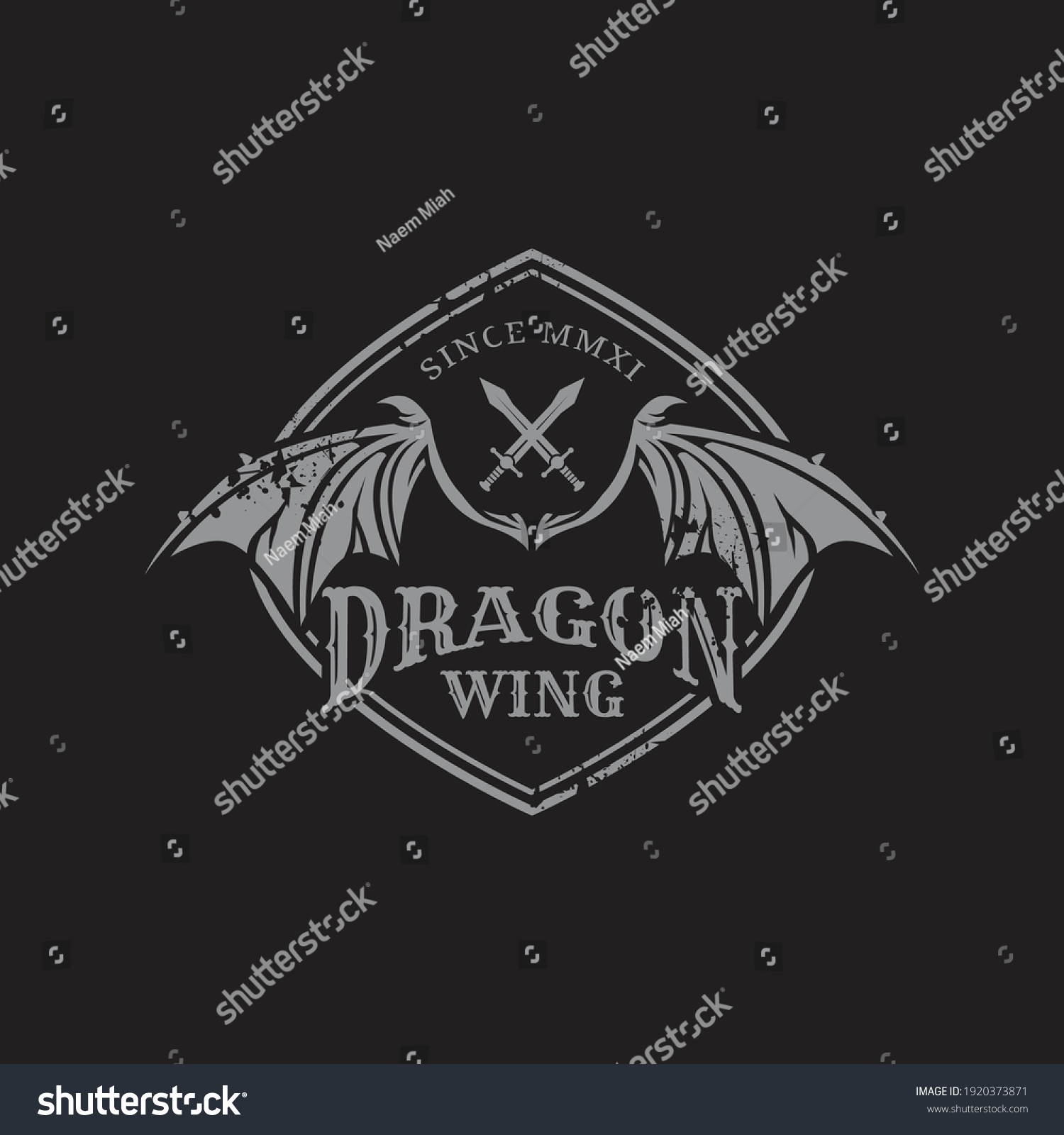 Dragon Wing Emblem Logo Design: เวกเตอร์สต็อก (ปลอดค่าลิขสิทธิ์) 1920373871