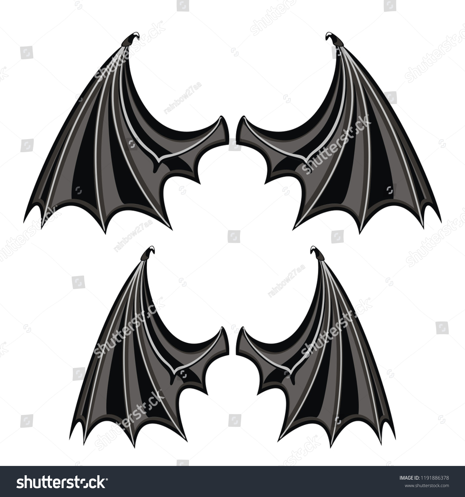 Dragon Wings Isolated On White Background: vector de stock (libre de ... Dragon Wings Isolated On White Background: vector de stock (libre de ...