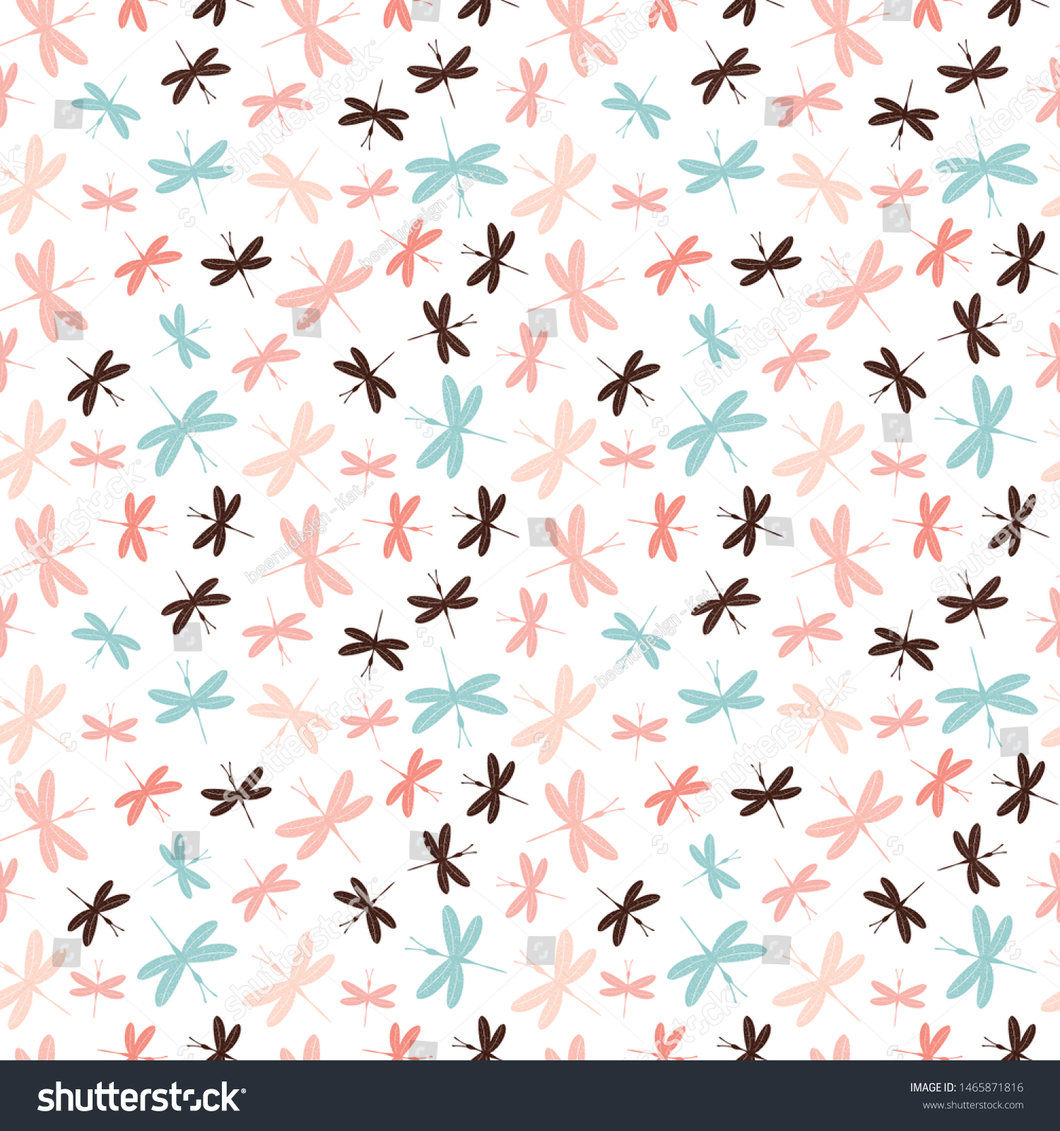 Dragonflies Texture Colorful On Transparent Background Stock Vector ...