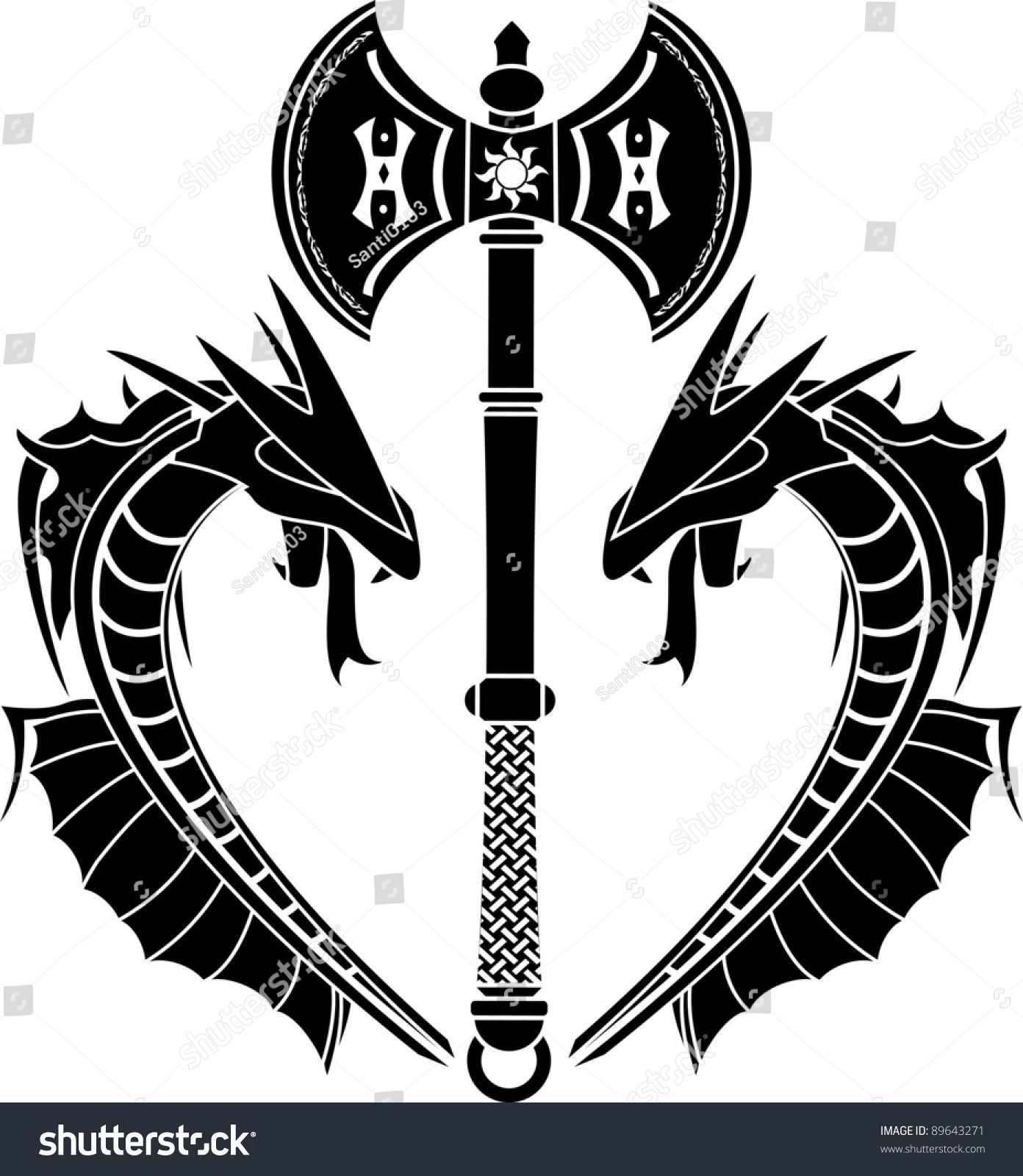 Dragons Axe Stencil Vector Illustration: เวกเตอร์สต็อก (ปลอดค่า ...