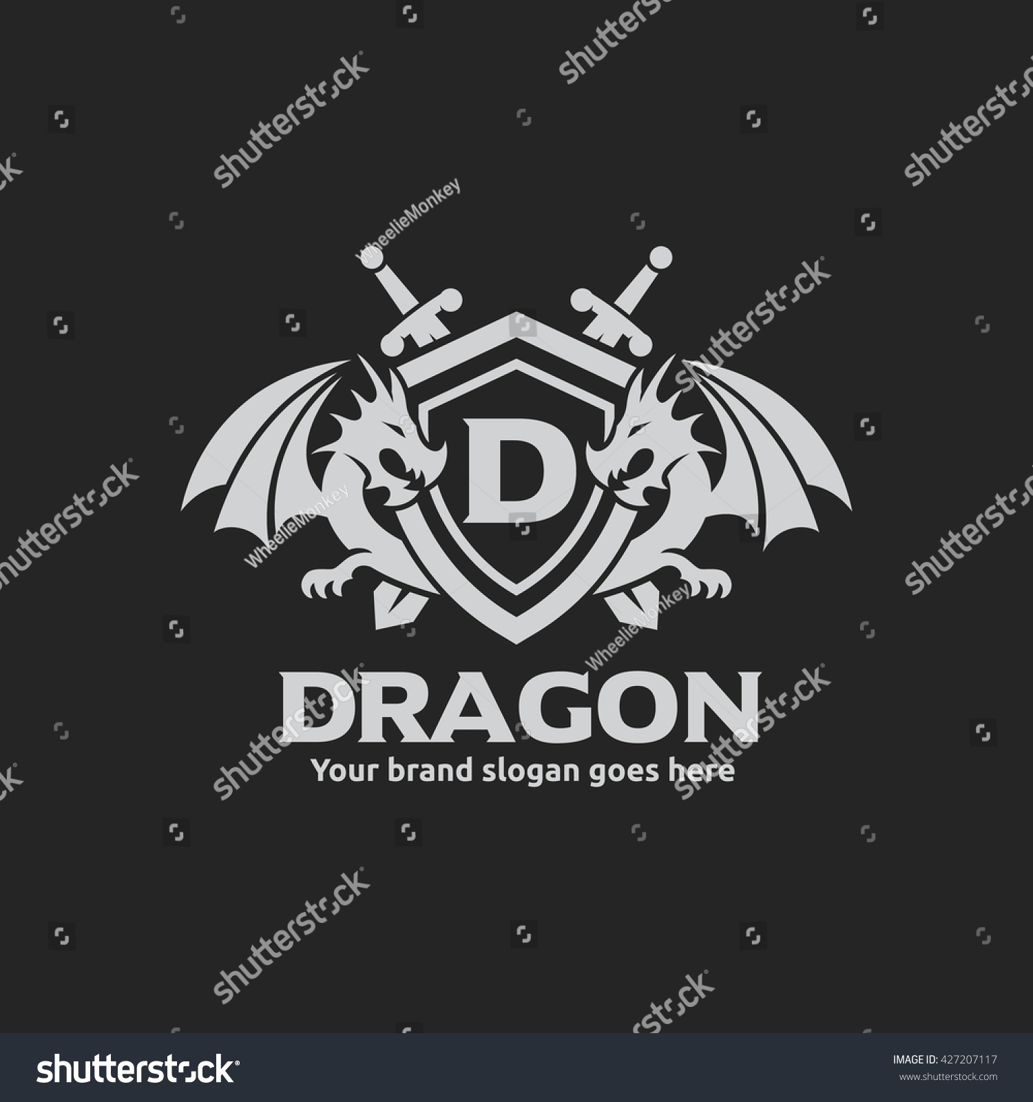 Dragons Shield Swords Logo : image vectorielle de stock (libre de ...