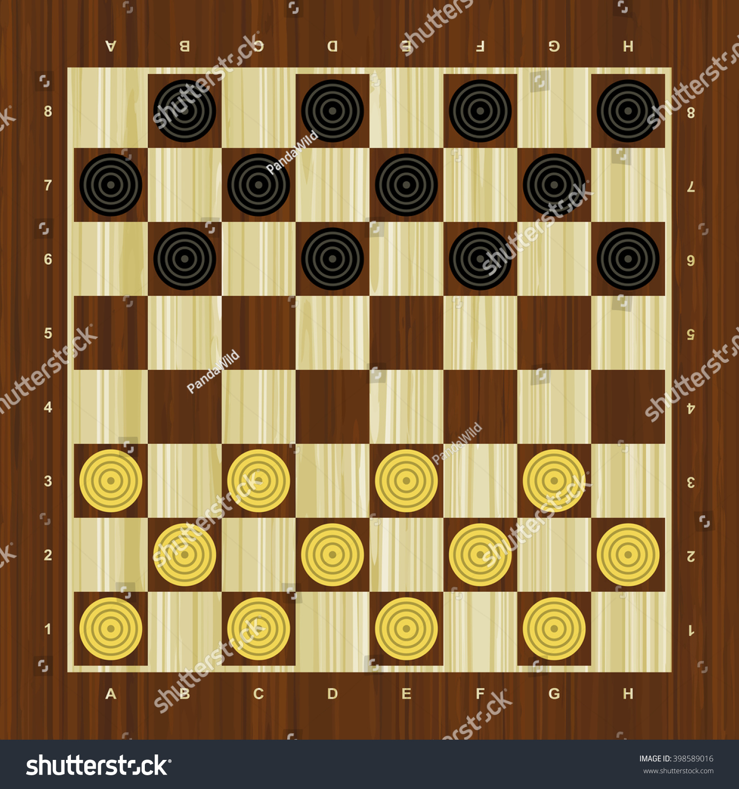 Draughts Vector Checker Board Stock Vector (Royalty Free) 398589016 ...
