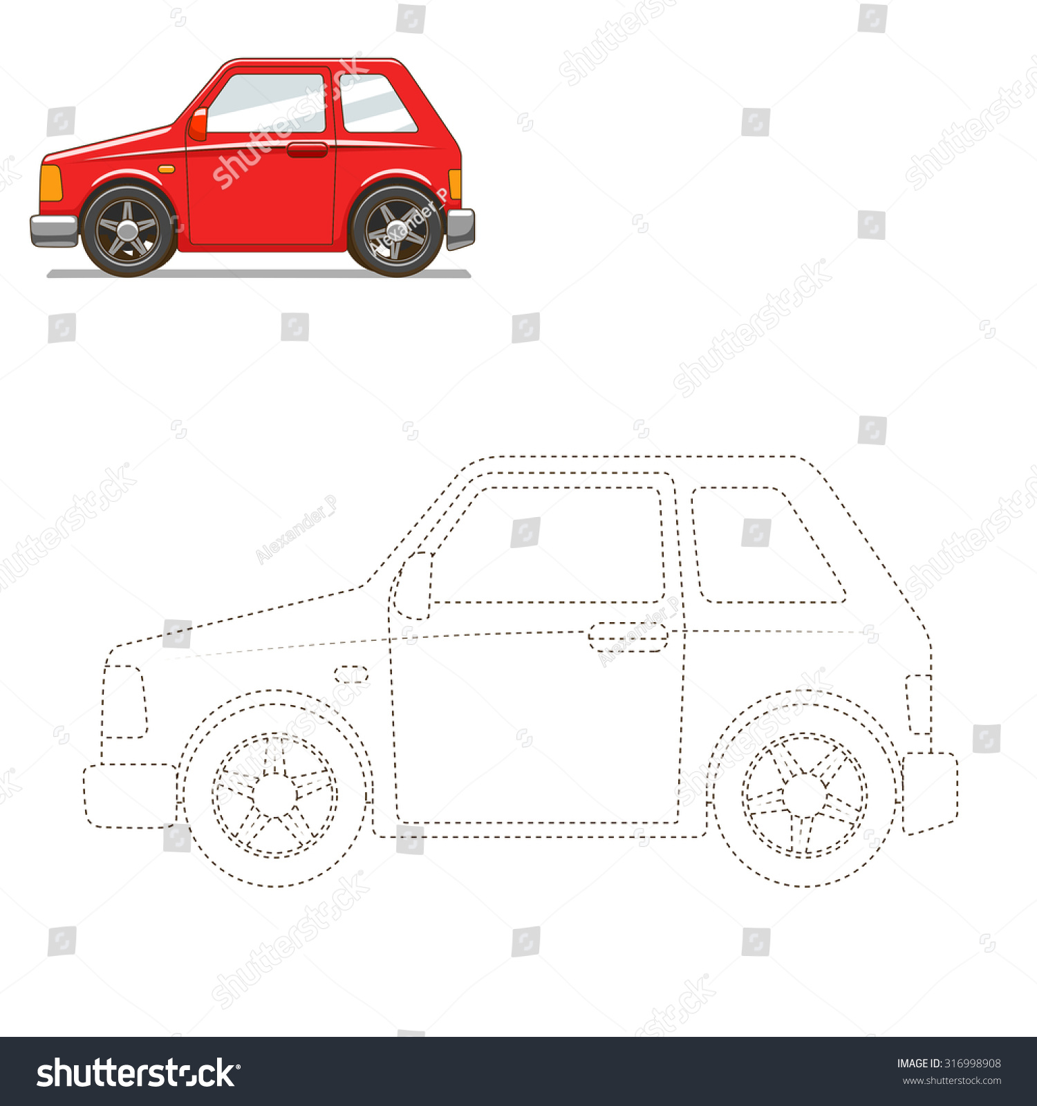 Draw Car Educational Game Vector Illustration: vetor stock (livre de ...