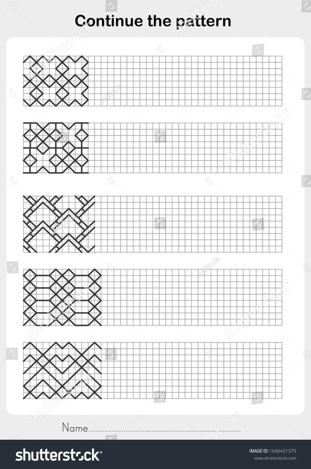 Draw Line Continue Pattern Worksheet Education Stock Vector (Royalty ...