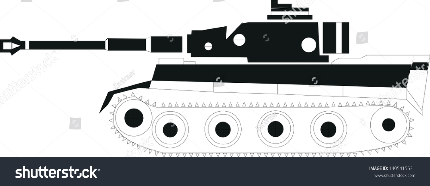 Draw World War Two Tank Stock Vector (Royalty Free) 1405415531