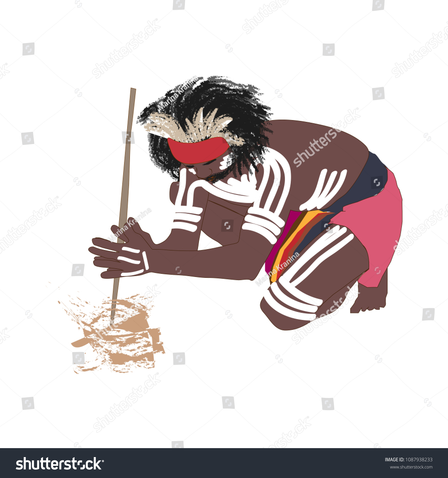 Drawing Aboriginal Australia Stock Vector (Royalty Free) 1087938233