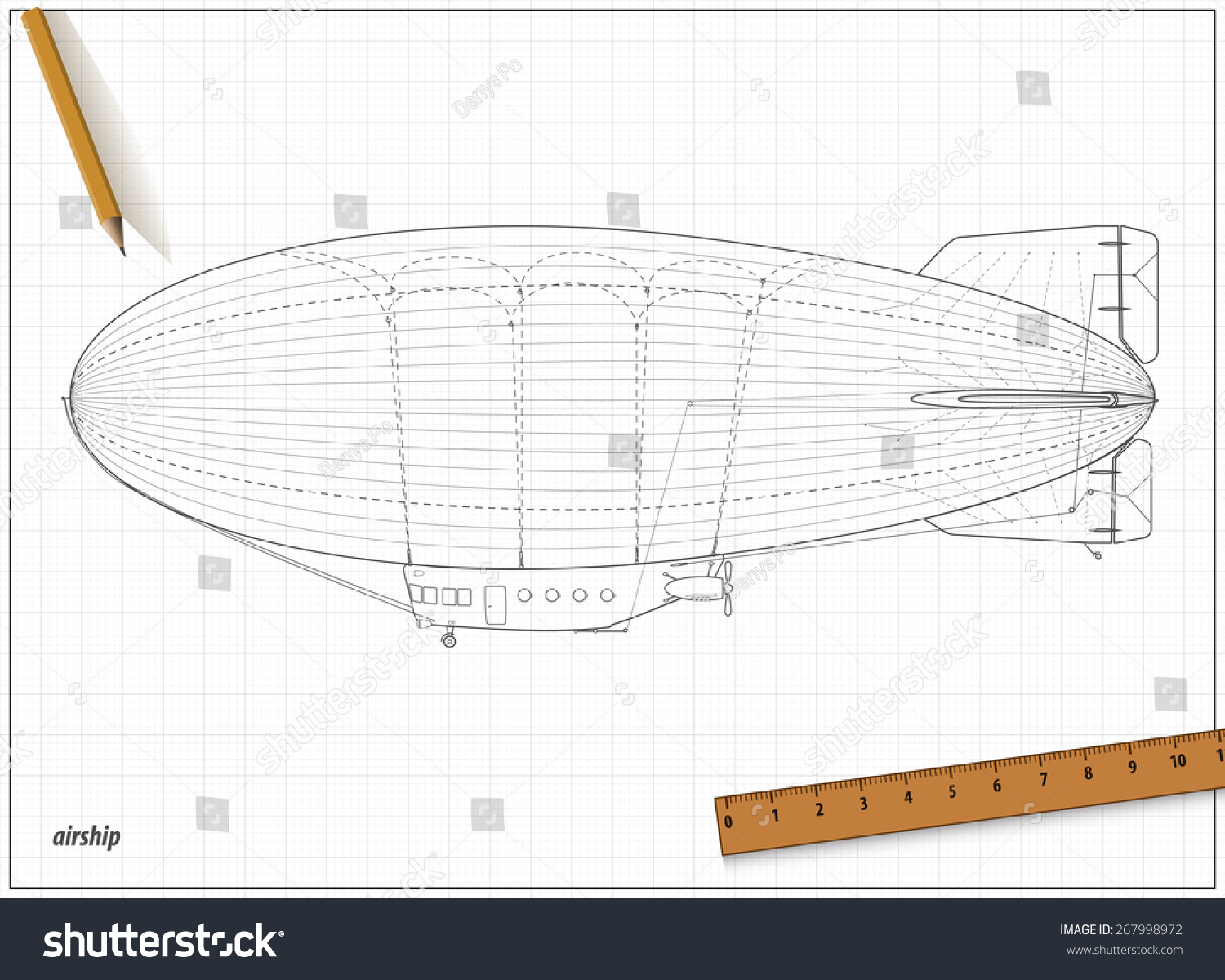 Drawing Airship Vector Illustration Eps 10 Stock Vector (Royalty Free ...
