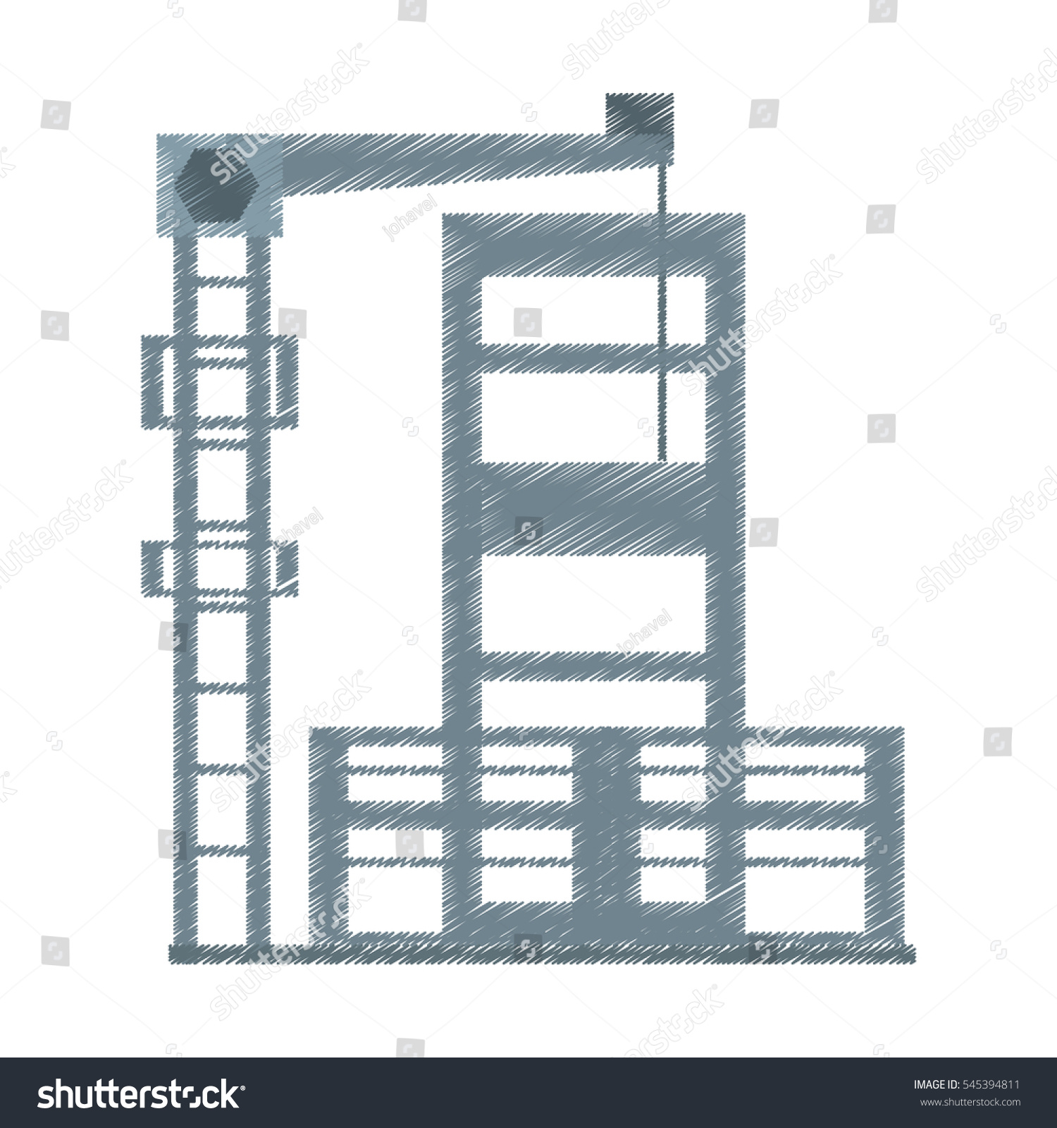 Drawing Building Construction Structure Steel Vector Stock Vector ...