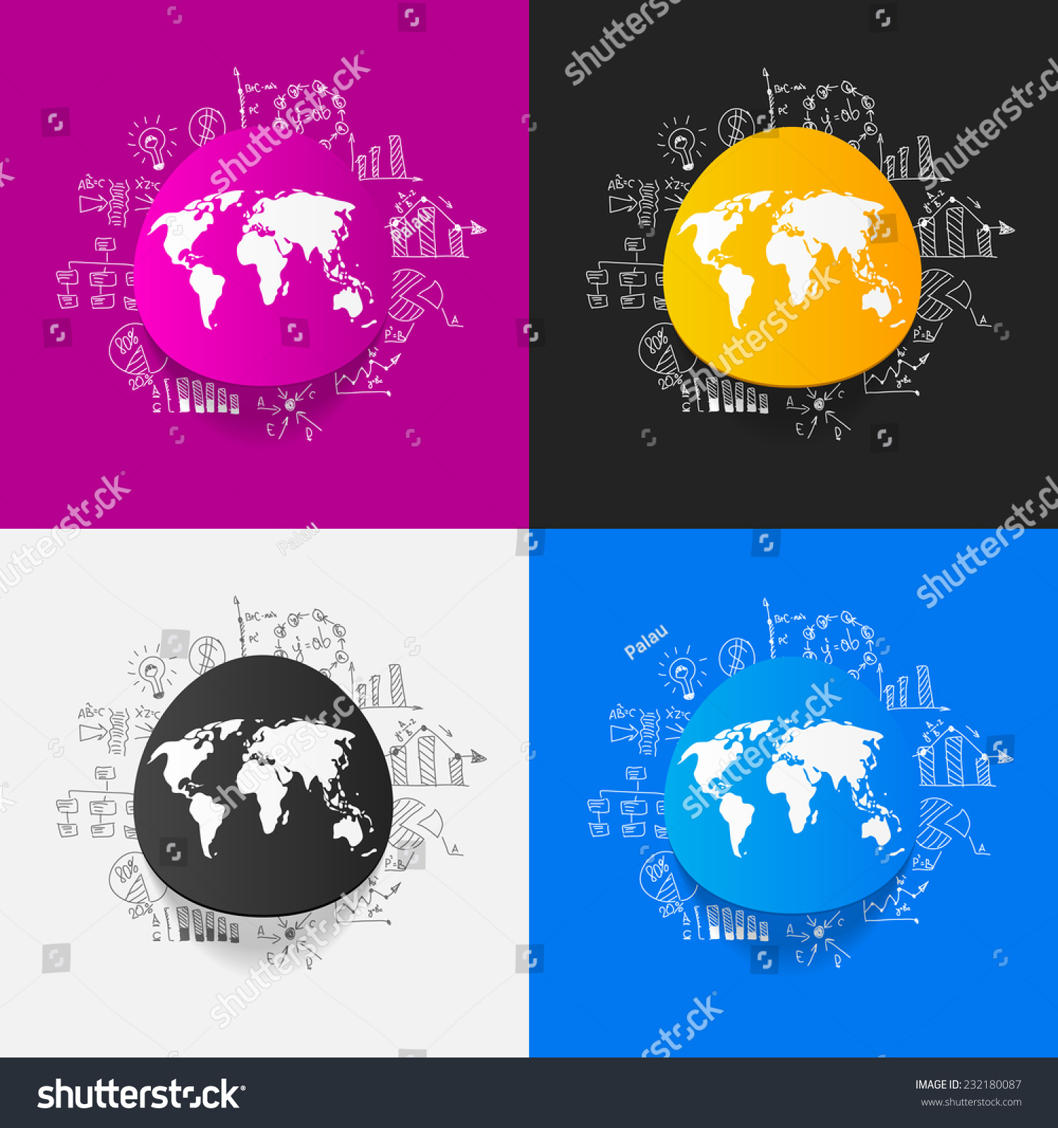 Drawing Business Formulas Map Stock Vector (Royalty Free) 232180087 ...