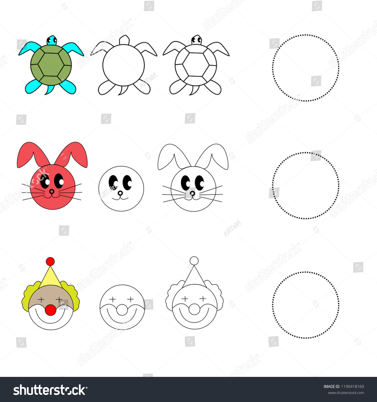 Drawing By Example Children Vector Illustration Stock Vector (Royalty ...
