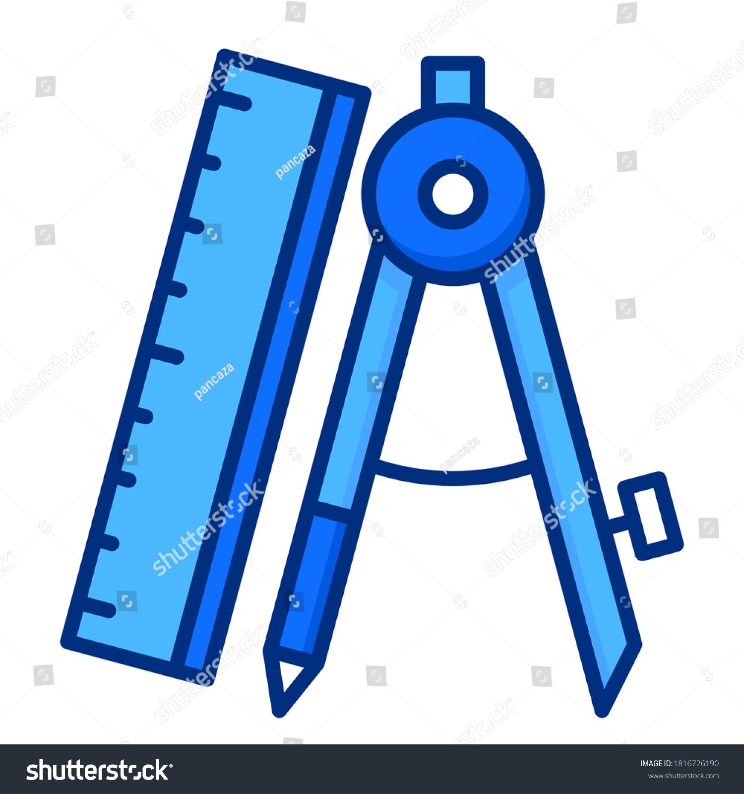 Drawing Compass Blue Outline Education Icon Stock Vector Royalty Free 1816726190 Shutterstock