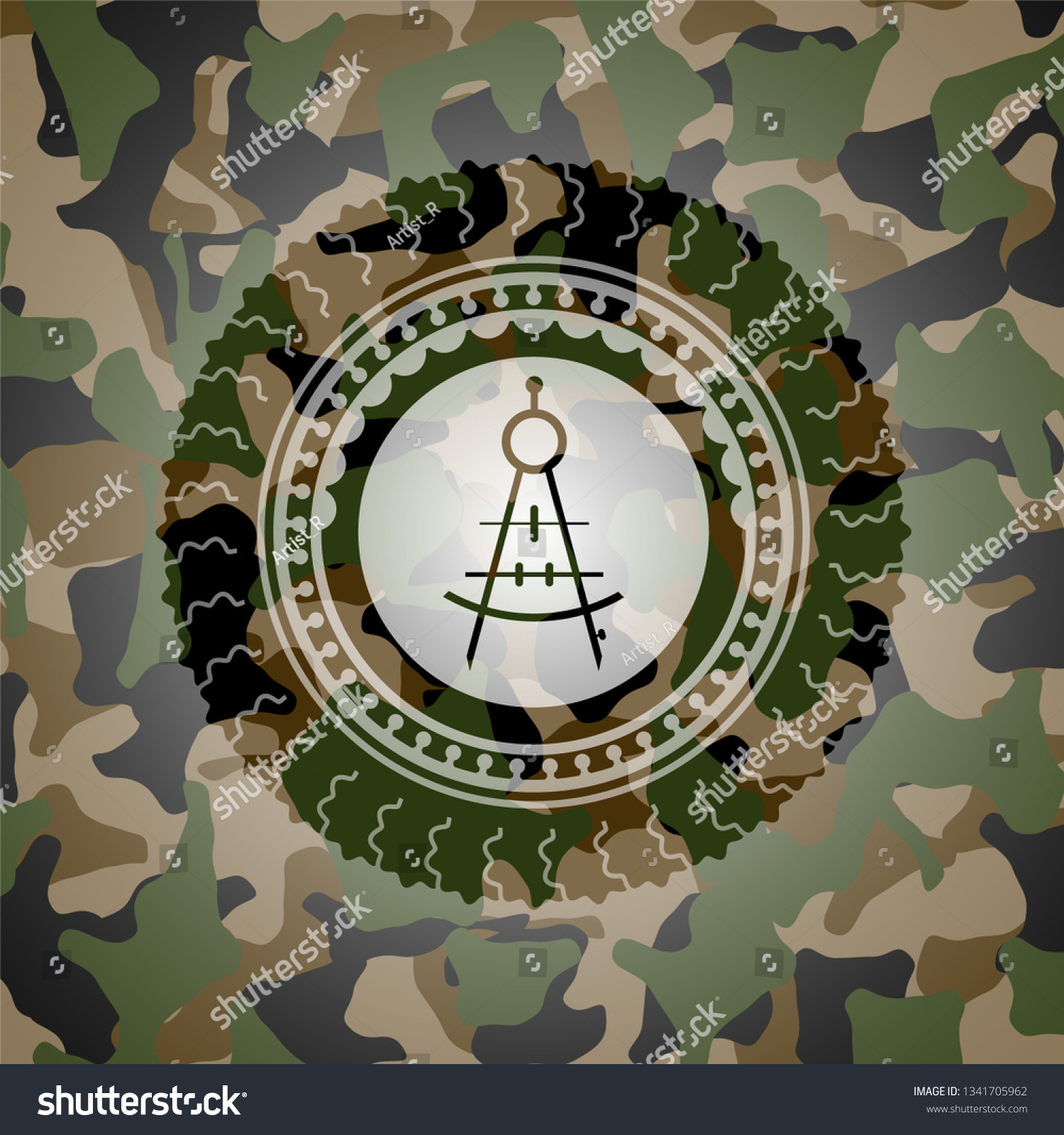 Drawing Compass Icon On Camouflage Pattern Stock Vector (Royalty Free ...