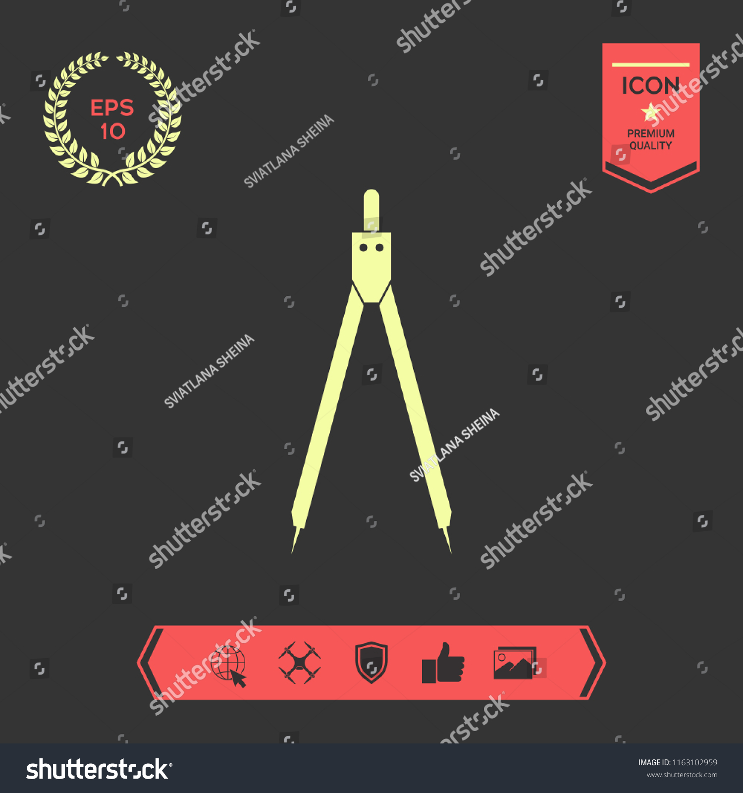 Drawing Compass Symbol Stock Vector (Royalty Free) 1163102959 ...