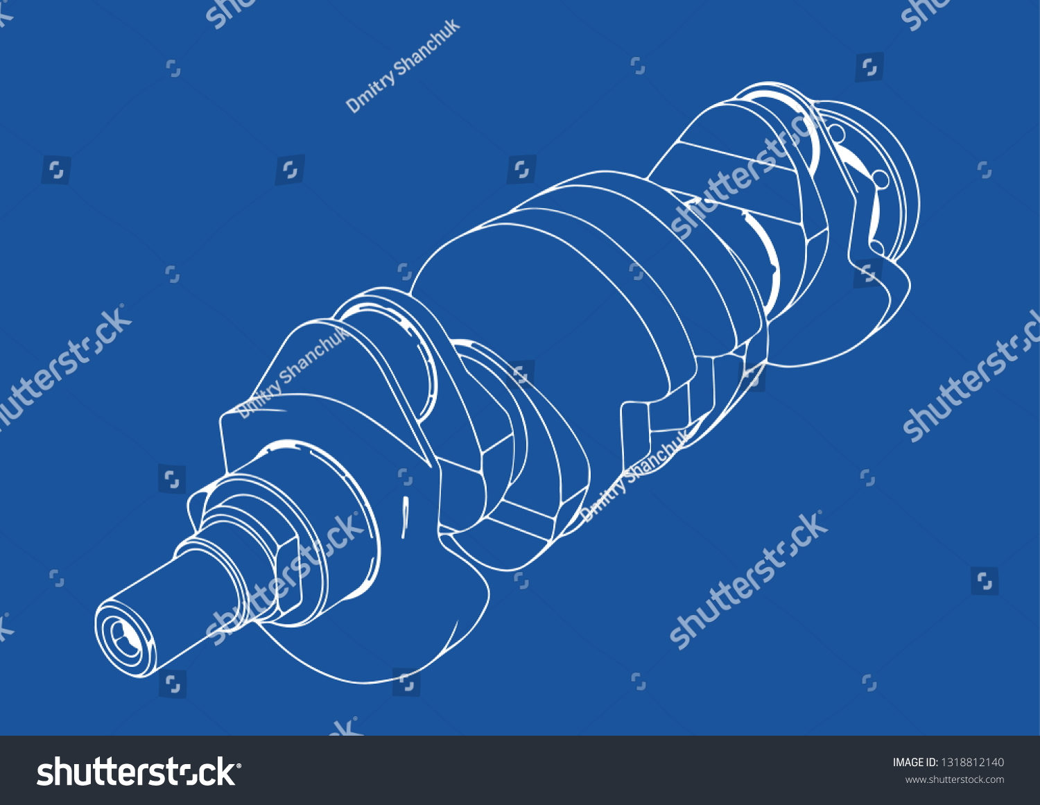 Drawing Crankshaft Vector Stock Vector (Royalty Free) 1318812140 ...