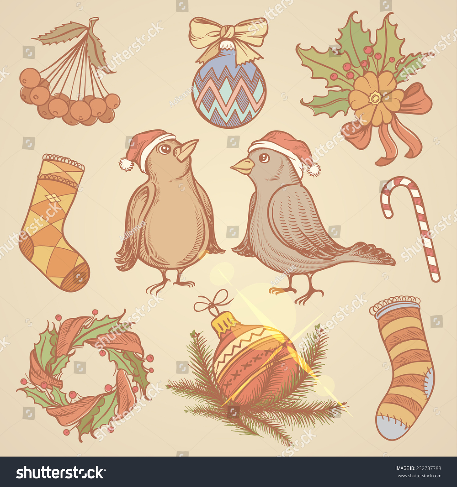 Drawing Funny Christmas Illustrations Stock Vector (Royalty Free ...