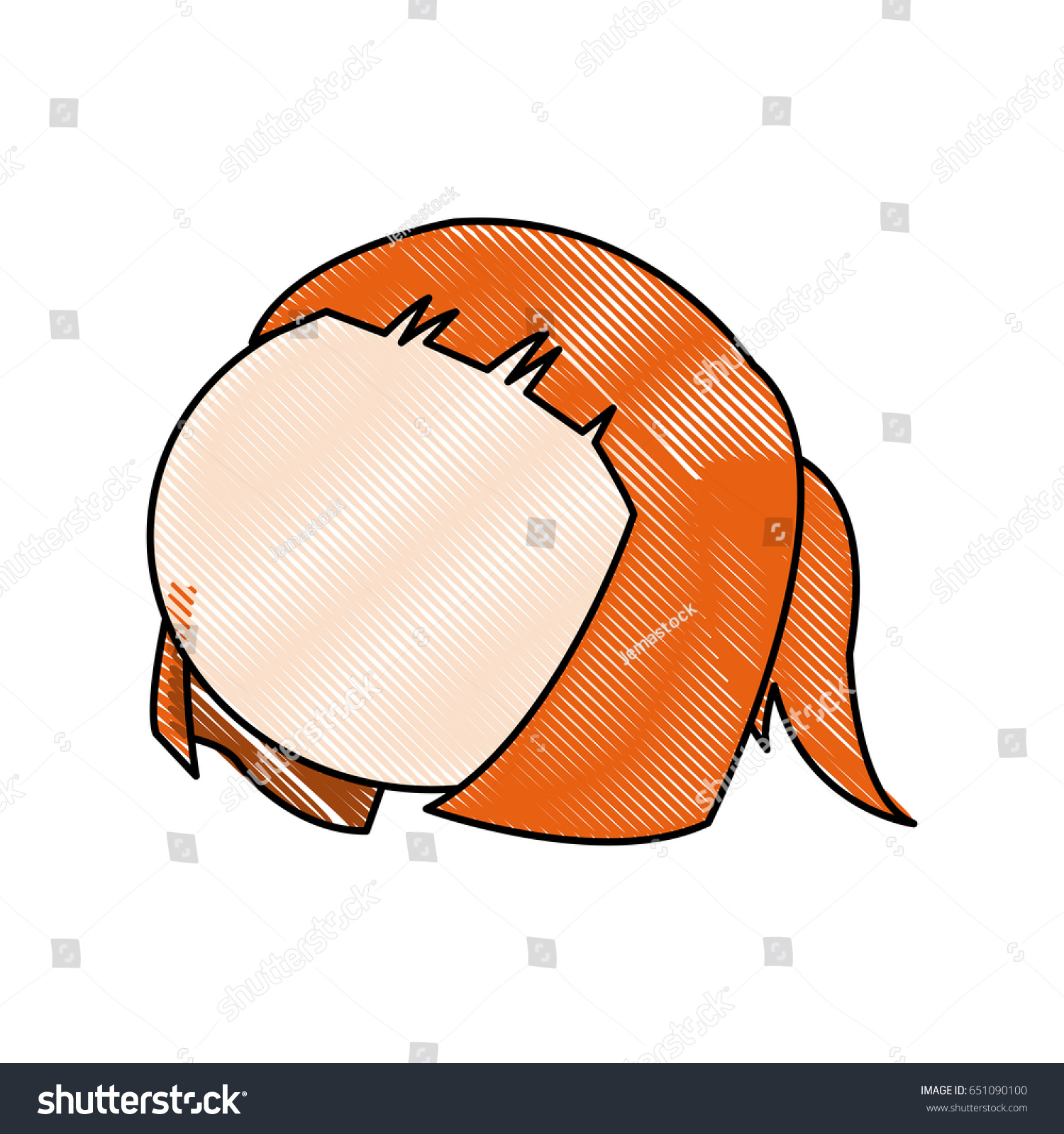 Drawing Head Girl No Face Hair Stock Vector Royalty Free 651090100