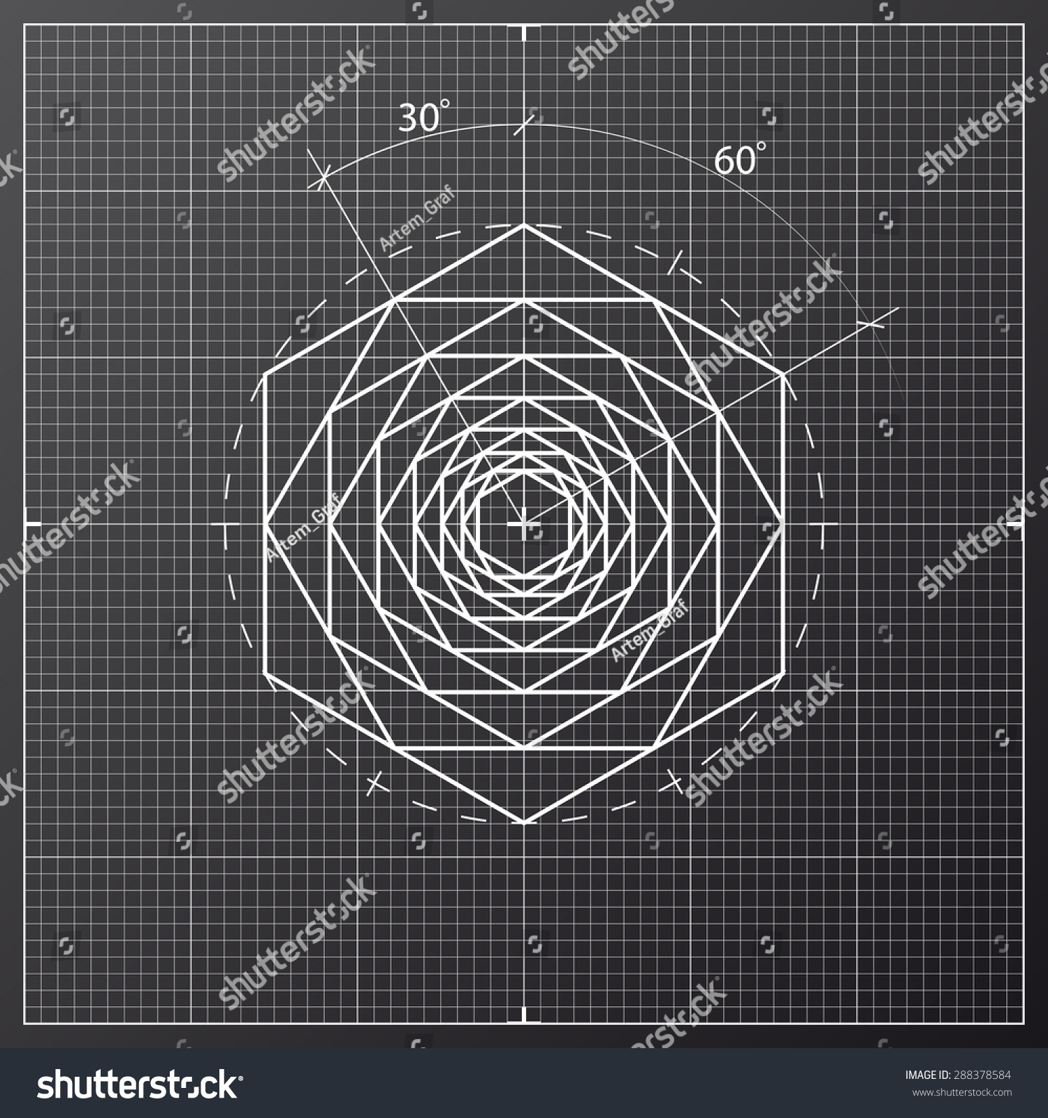 Drawing Hexahedron Composition Stock Vector (Royalty Free) 288378584 ...