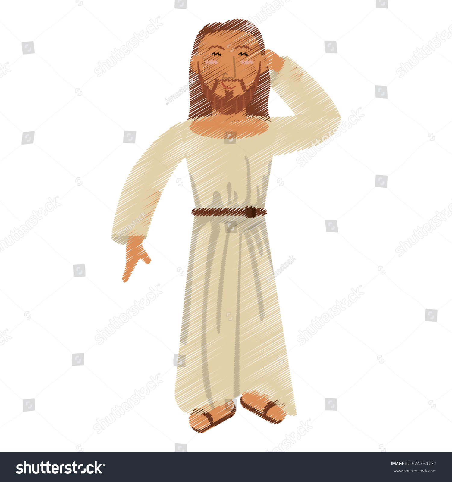 Drawing Jesus Christ Thinking Image: เวกเตอร์สต็อก (ปลอดค่าลิขสิทธิ์ ...