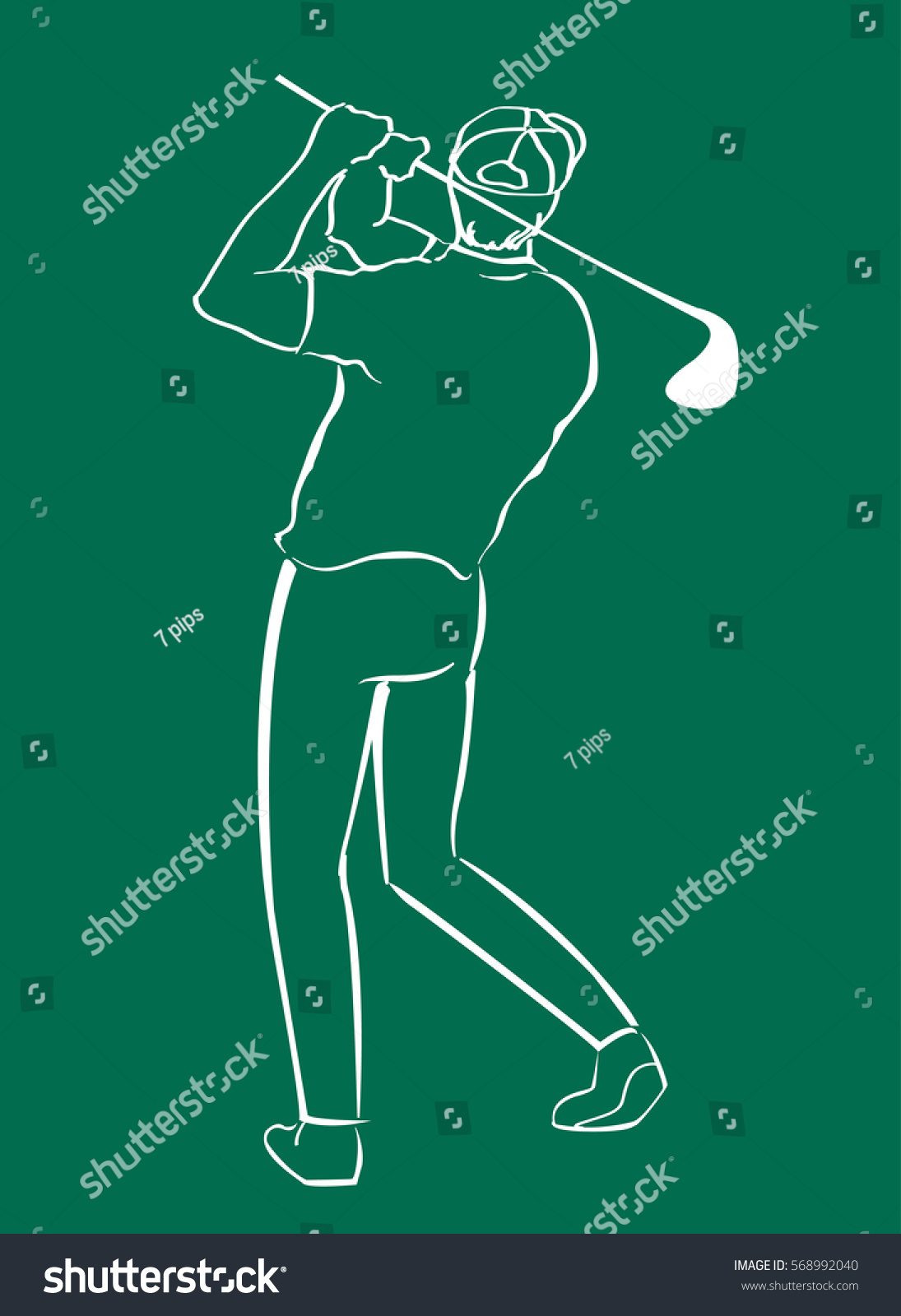 Drawing Man Swinging Golf Vector Stock Vector (Royalty Free) 568992040 ...