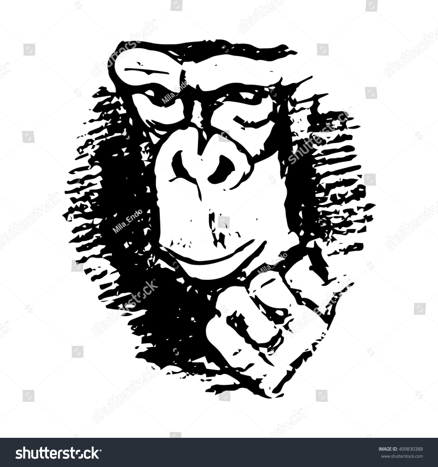 Drawing Thinking Monkey Stock Vector (Royalty Free) 409830388