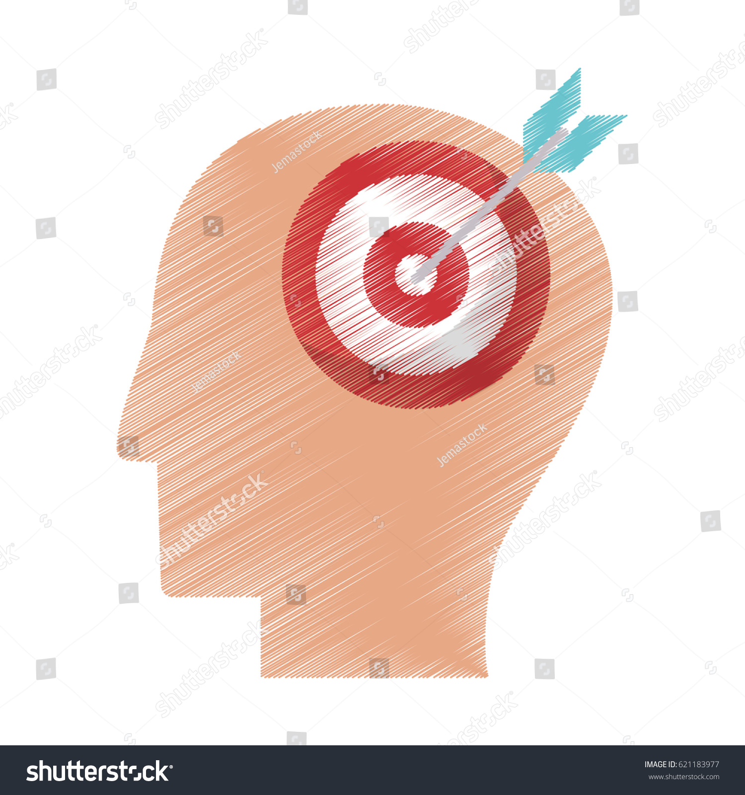 Drawing Profile Head Target Objetive Stock Vector (Royalty Free) 621183977