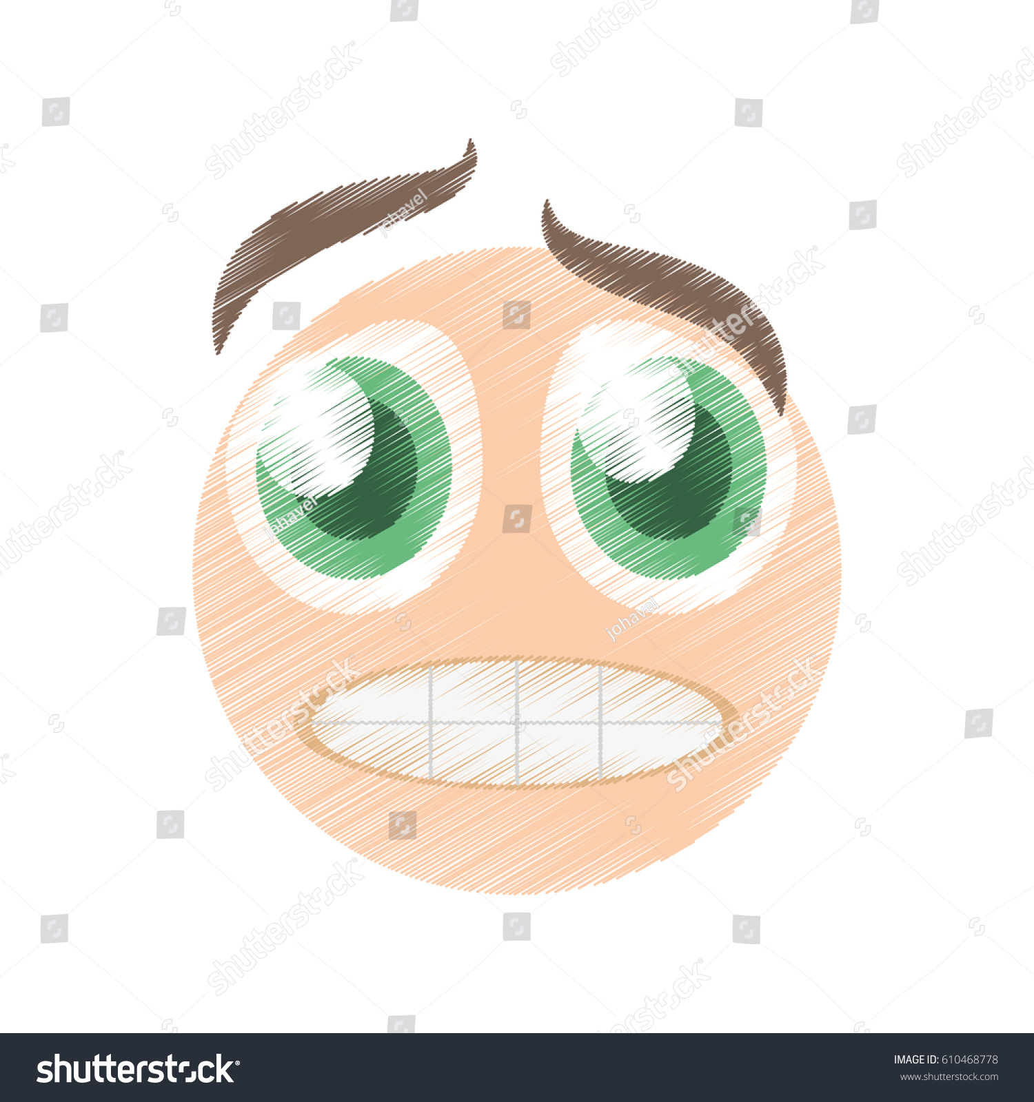 Drawing Scared Emoticon Image Vector Illustration Stock Vector (Royalty ...