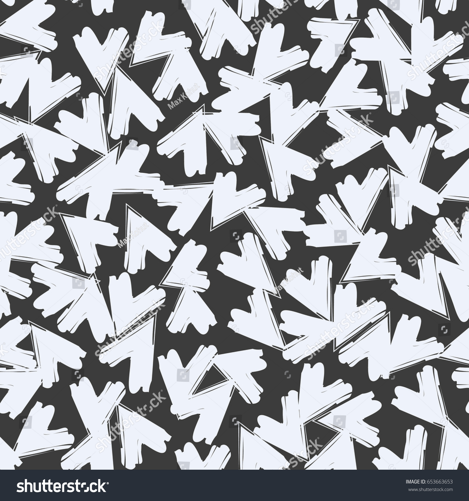 Drawing Scattered Arrowsvector Seamless Patternwhite Black Stock Vector ...