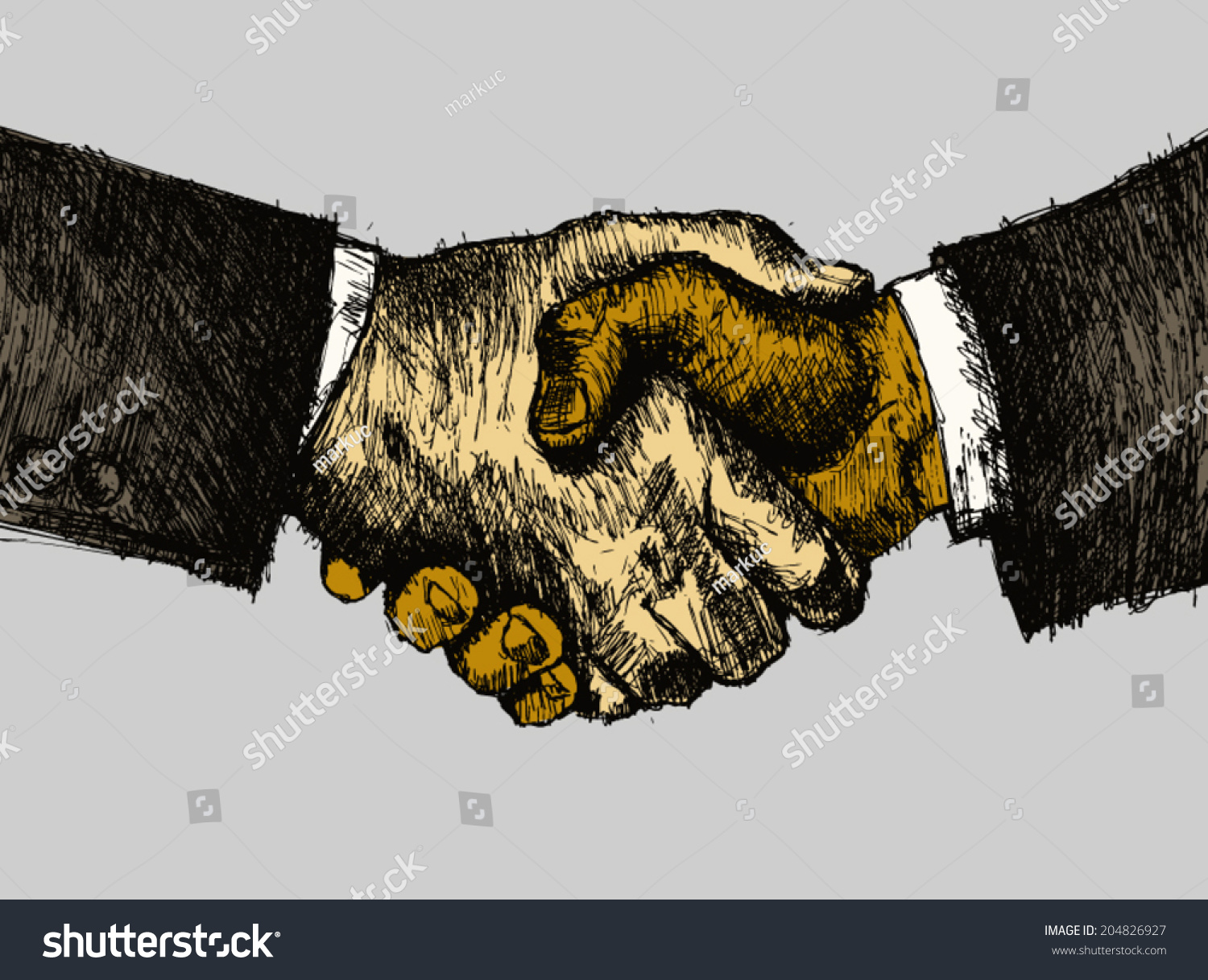 Drawing Shake Hands Vector Illustration Stock Vector (Royalty Free ...