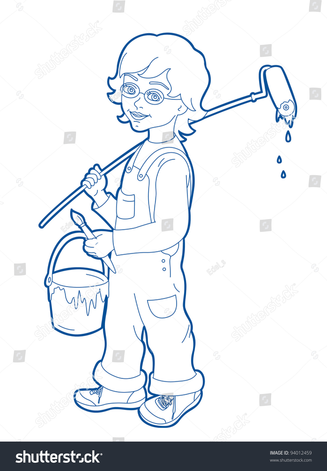 Drawing Small Blue Painter Stock Vector (Royalty Free) 94012459 ...