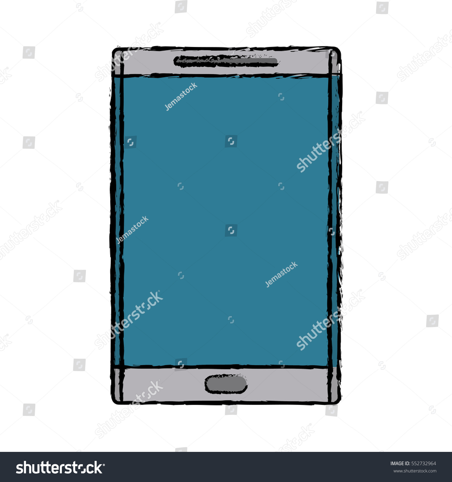 Drawing Smartphone Device Mobile Blue Screen Stock Vector (Royalty Free ...