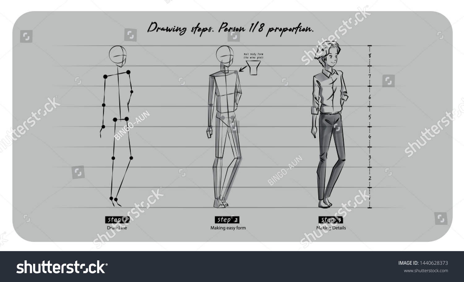 Drawing Steps Persons Proportion Vector Art Stock Vector (Royalty Free ...