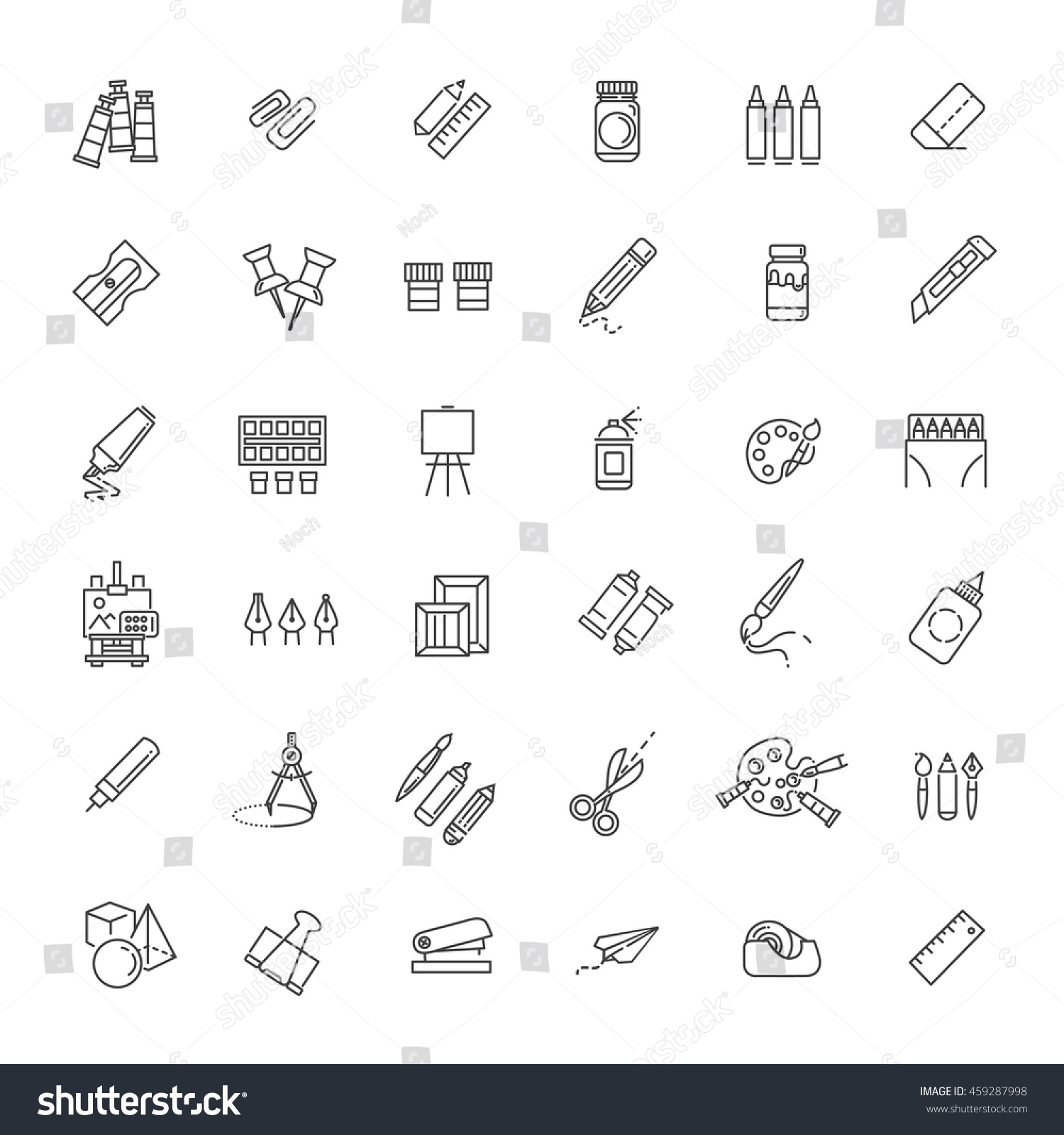 Drawing Tools Icon Set Thin Line Stock Vector (Royalty Free) 459287998 ...