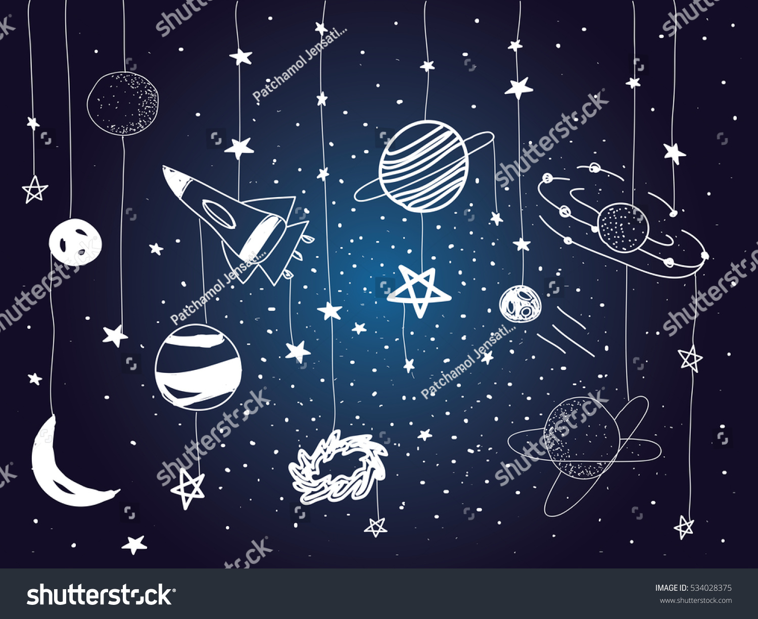 Drawing Universe Gradation Dark Blue Backgroundvector Stock Vector ...