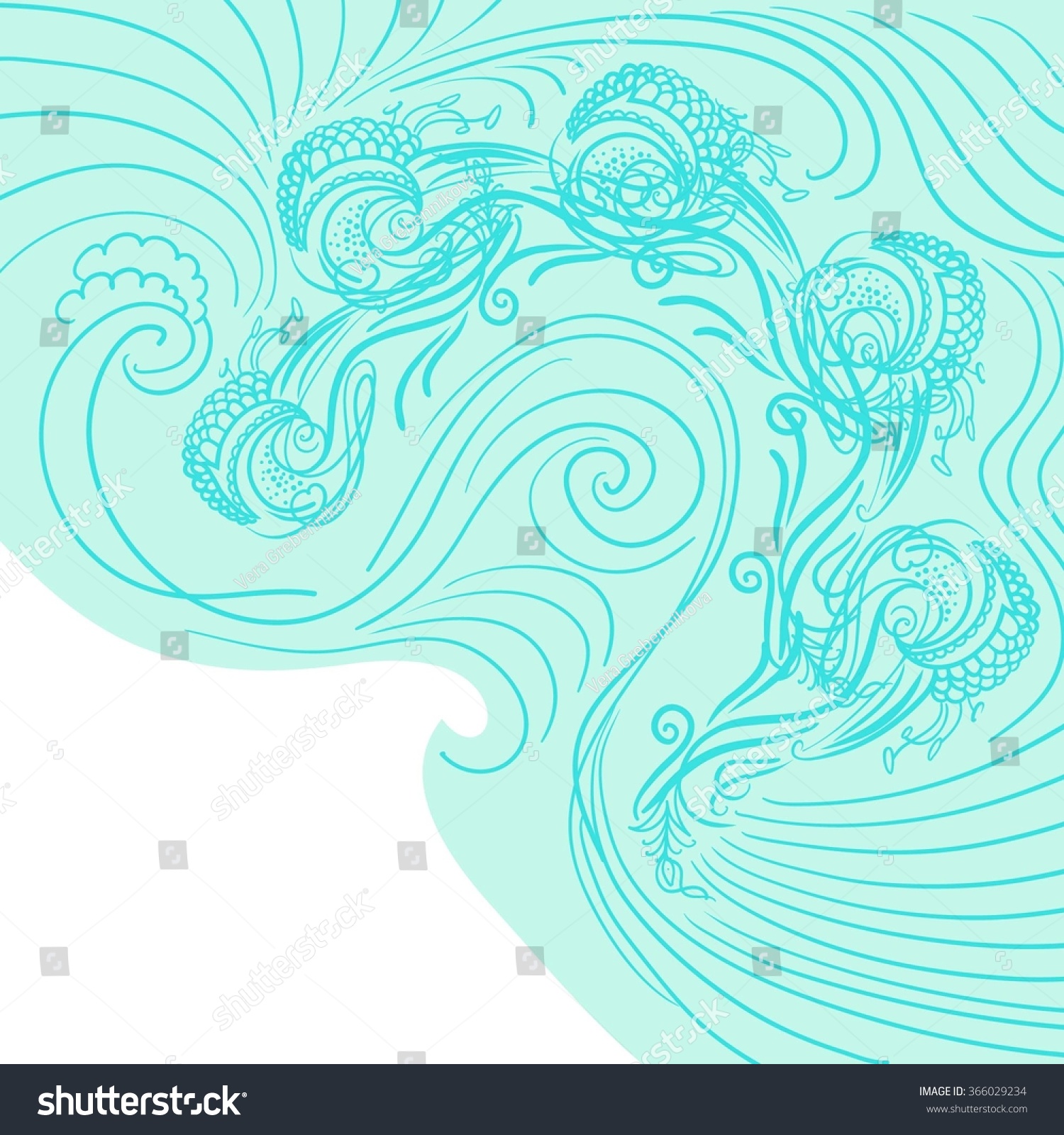 Drawing Vector Greeting Card Background Waves Stock Vector (Royalty ...