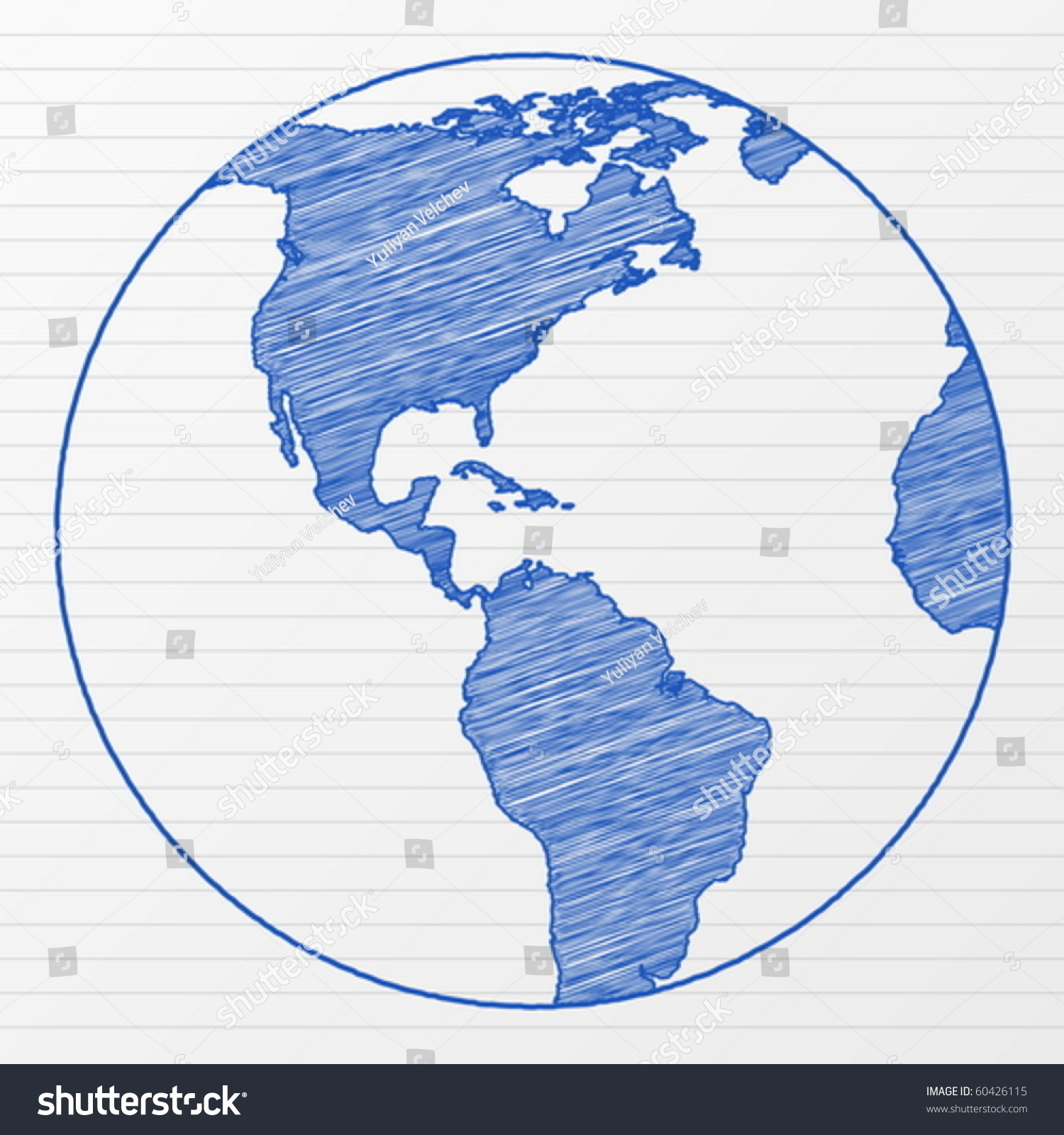 Drawing World Globe On Notepad Sheet Stock Vector (Royalty Free) 60426115