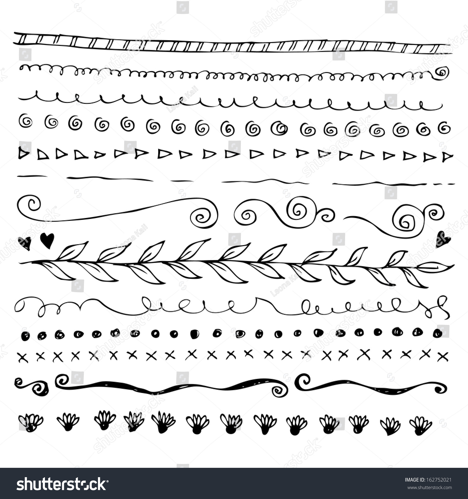 Drawn Hand Border Line Vector Frame Stock Vector (Royalty Free) 162752021