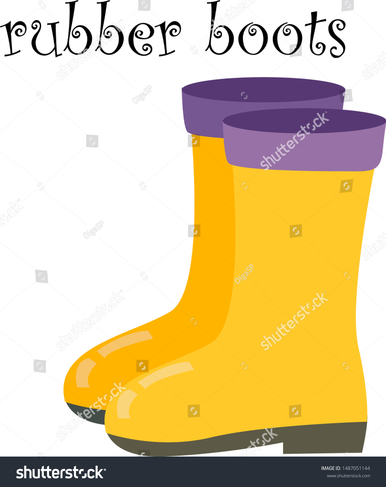 Drawn Rubber Boots Illustration Vector Graphics Stock Vector (Royalty ...