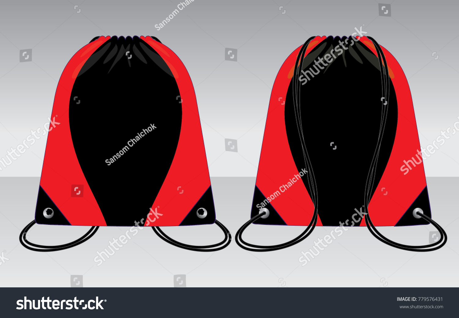 Drawstring Bag Design Vector Blackred Colors Stock Vector (Royalty Free ...