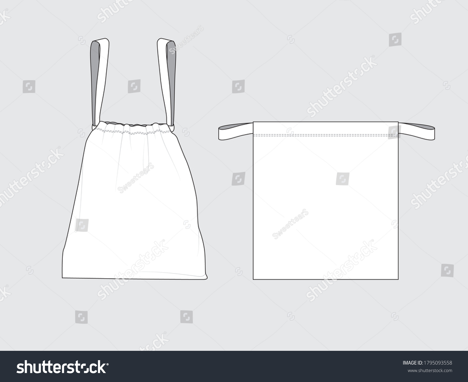 Drawstring Bag Front Back Drawing Pattern Stock Vector (Royalty Free ...